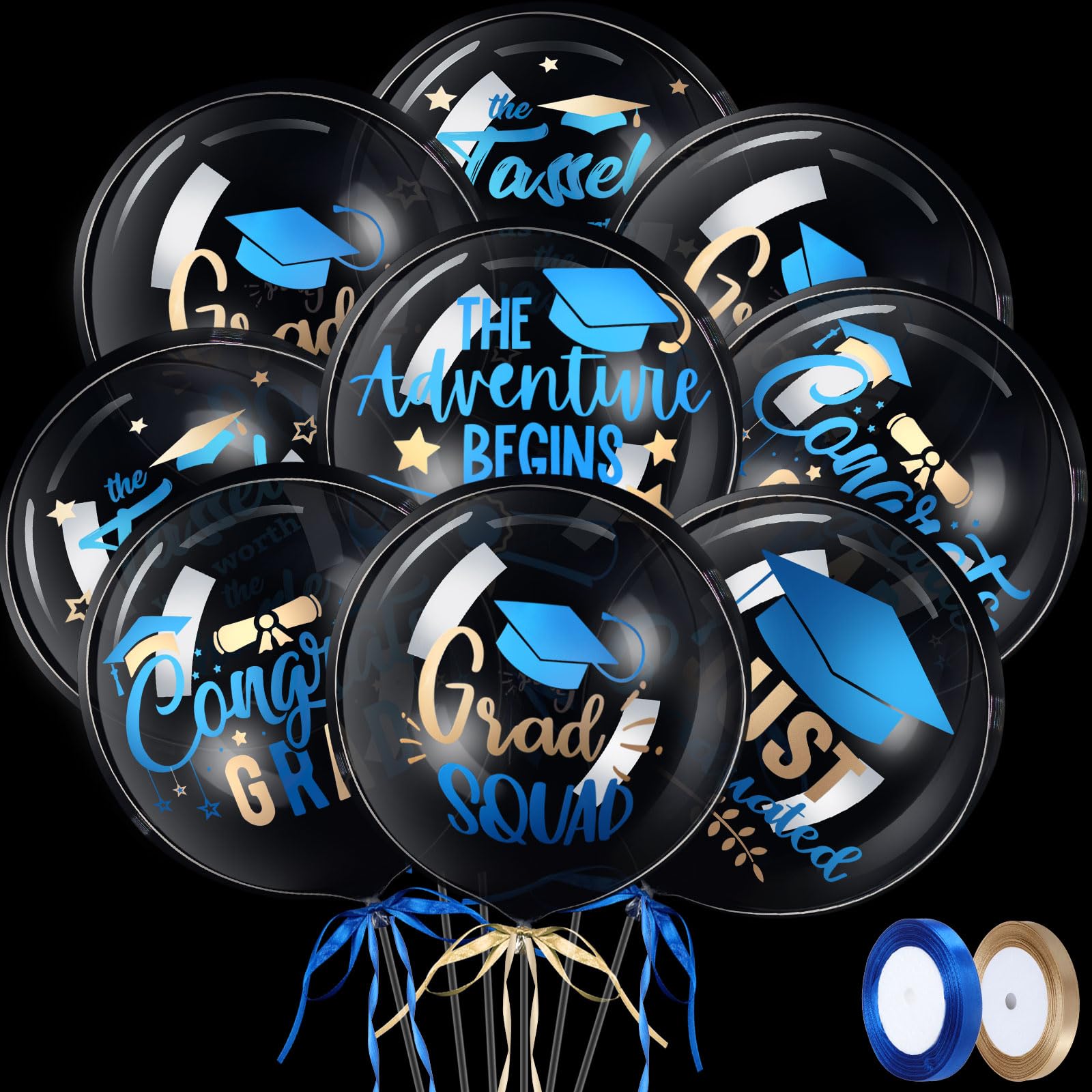 Amazon.com: Hollowfly 30 Pcs Graduation Bobo Balloons with Ribbon 18 ...