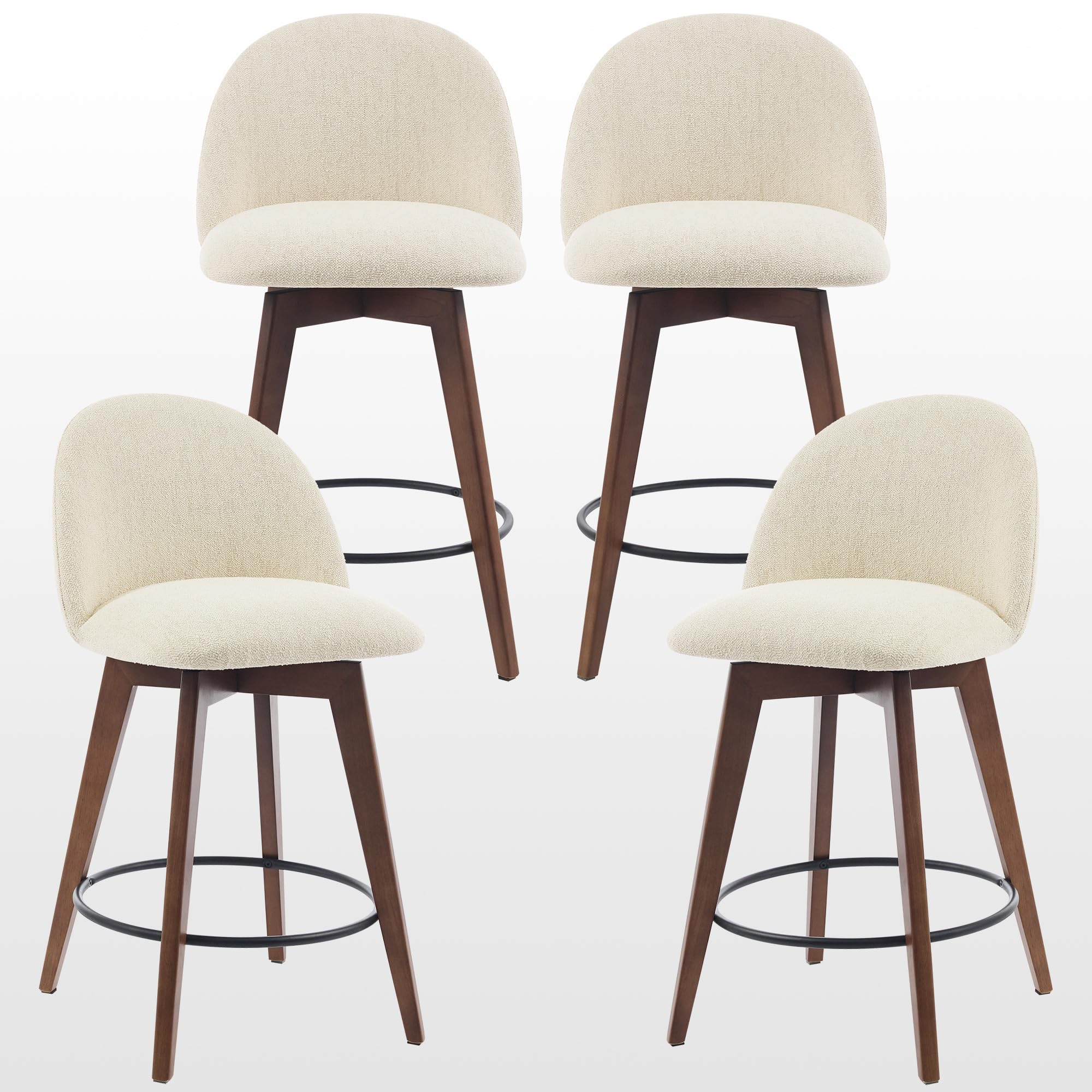 Snapklik.com : Zesthouse Swivel Bar Stools Set Of 4, 26" Solid Wood ...