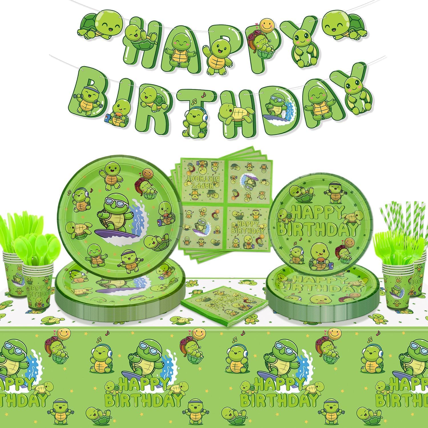 Amazon.com: 162Pcs Turtle Party Decorations - Cute Turtle Birthday ...