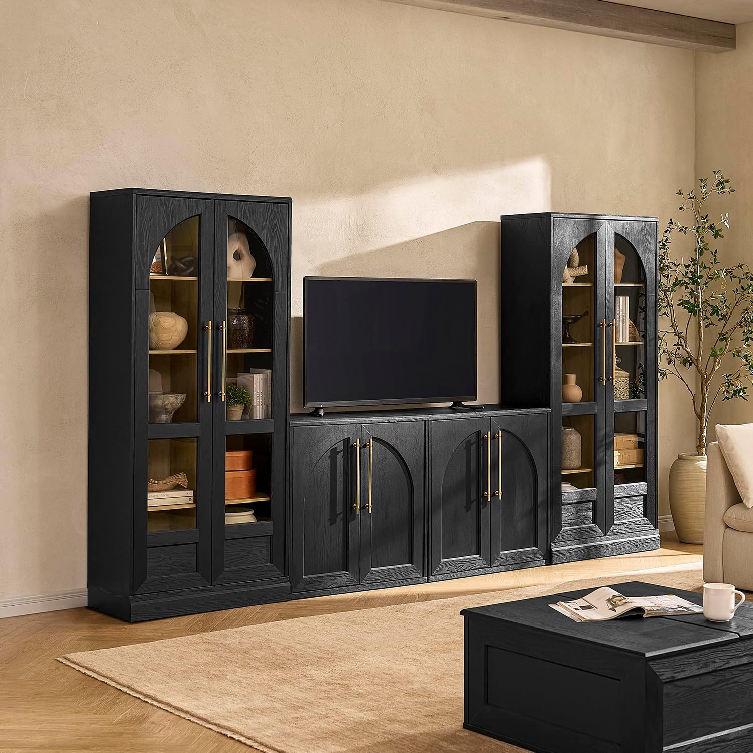 Amazon.com: mopio Blake 4 Piece Entertainment Center with Storage ...