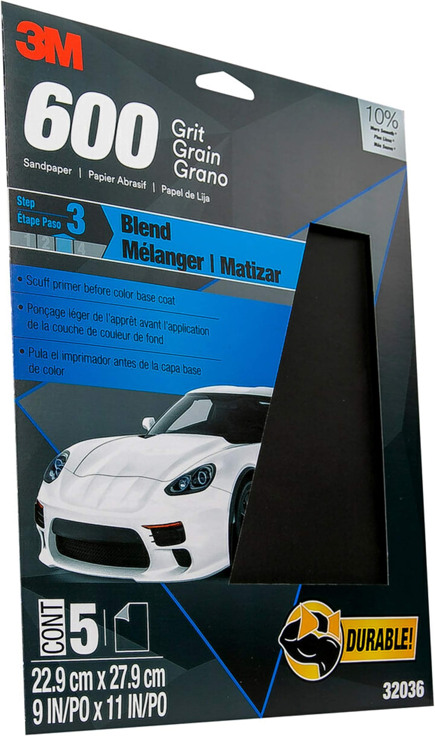 3M Wetordry Sandpaper, 32036, 600 Grit, 9 in x 11 in, 5 Sheets Per Pack ...