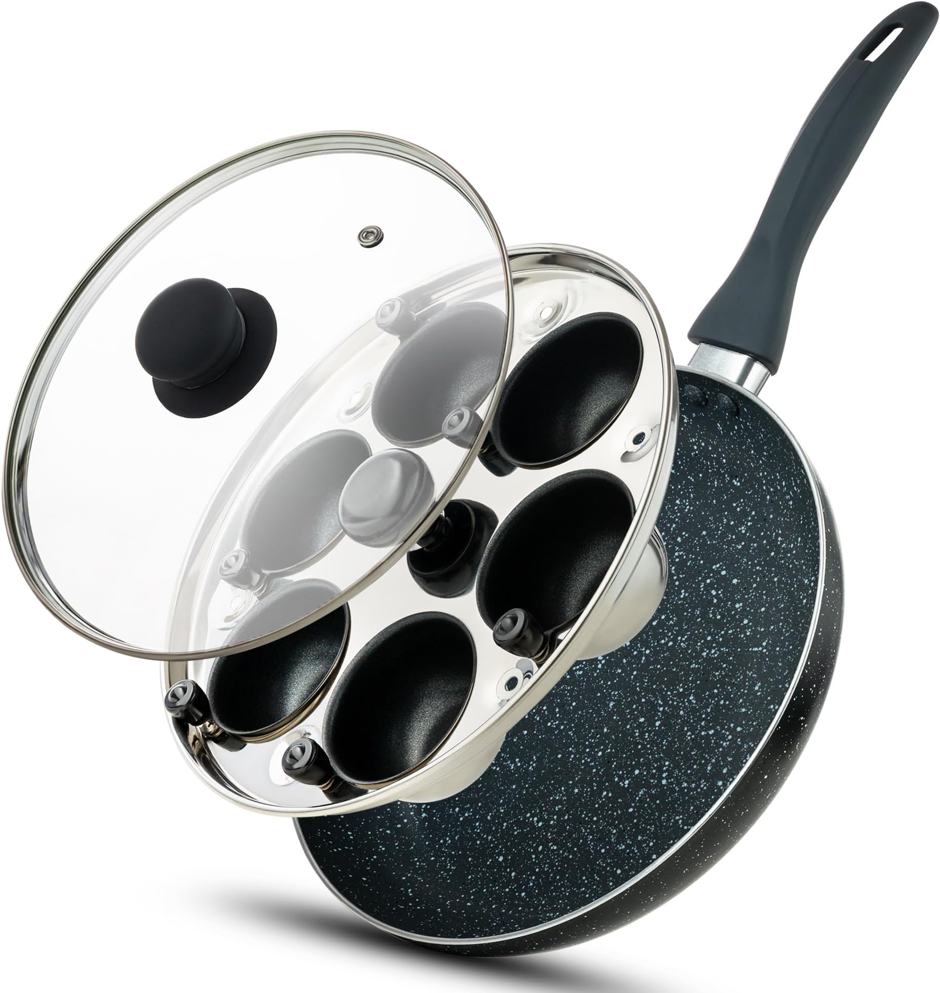Eggssentials Egg Poacher Pan & Poached Egg Maker, Granite Egg Poacher ...