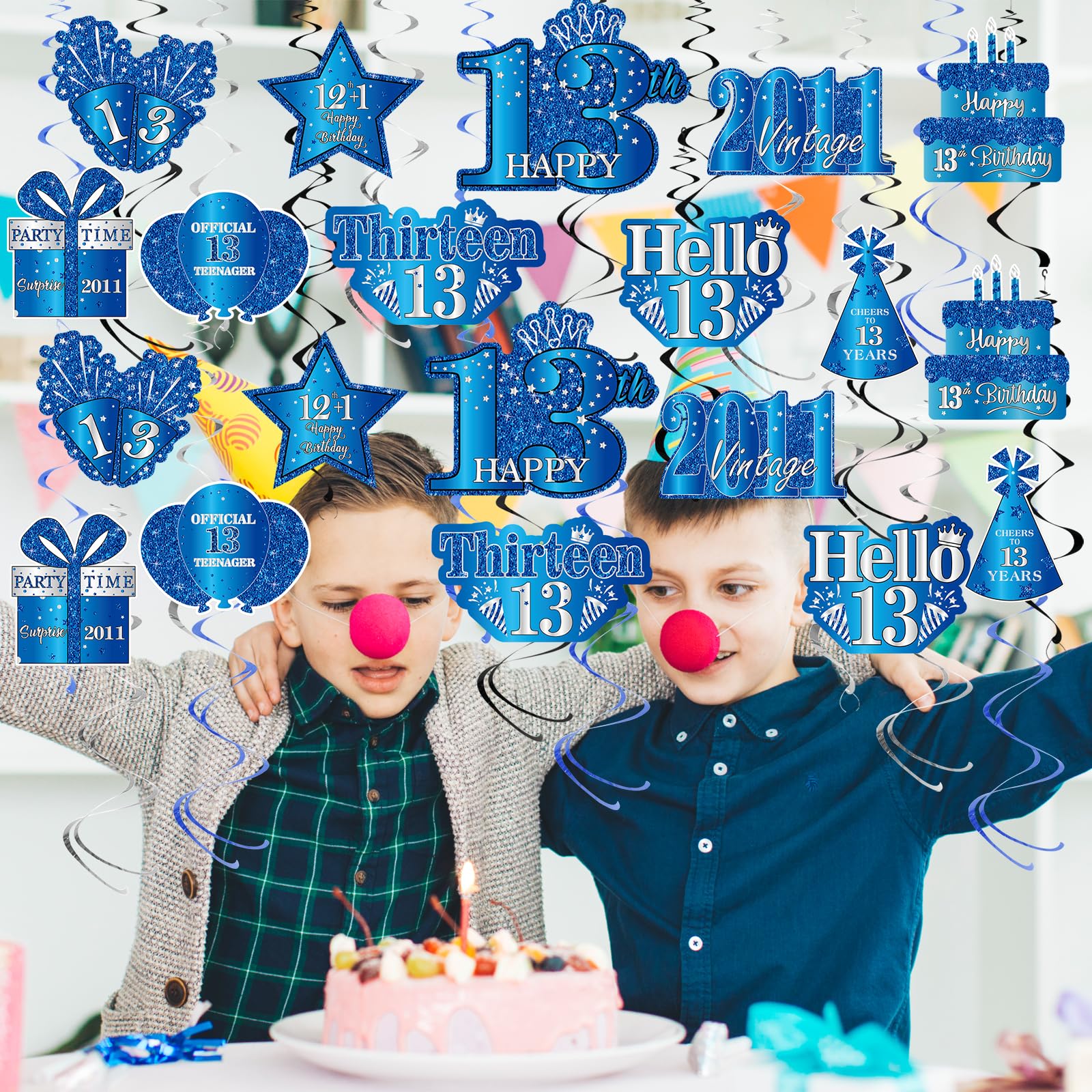 Snapklik.com : 36PCS Blue Silver 13th Birthday Decorations Hanging ...