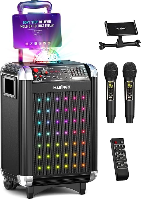 Amazon.com: MASINGO Karaoke Machine for Adults and Kids with 2 ...