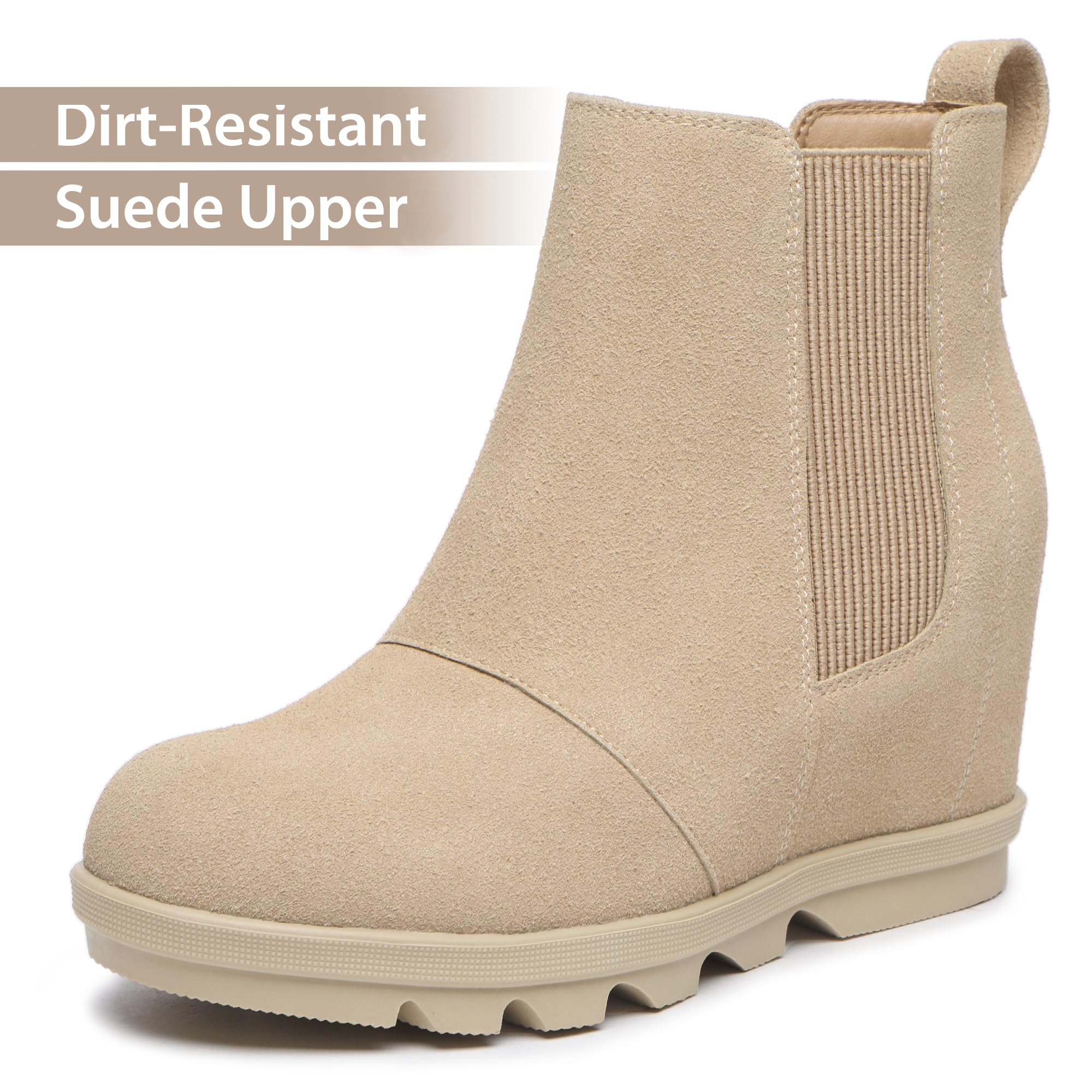 Athlefit Women's Wedge Boots Comfortable Ankle Wedge Booties