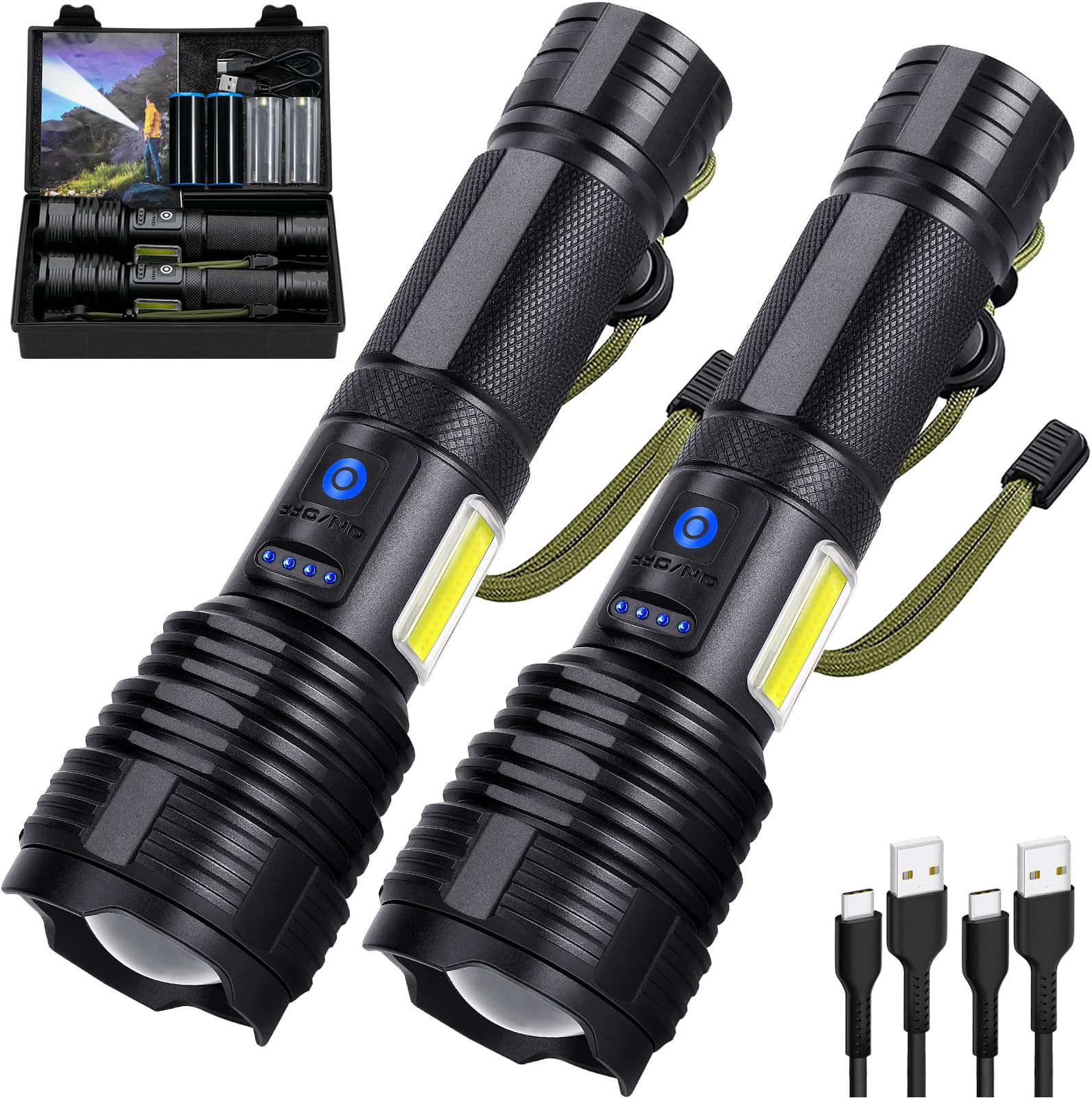 Flashlights LED High Lumens Rechargeable, 900,000 Lumen Super Bright ...
