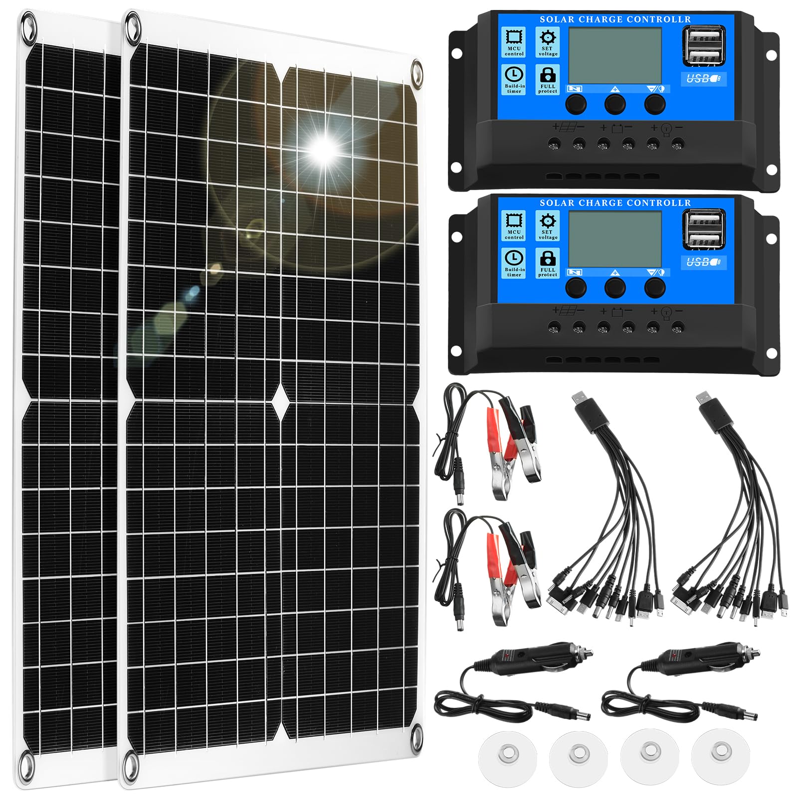 Snapklik.com : Riakrum 2 Set Solar Panel Kit High Efficiency Battery ...