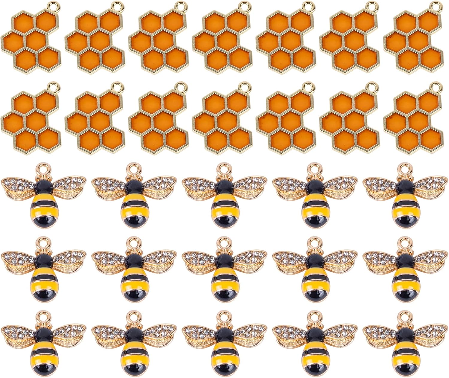 Amazon.com: NaienCraft, Pack of 60 Bee Charms Honeycomb Charms Mini ...