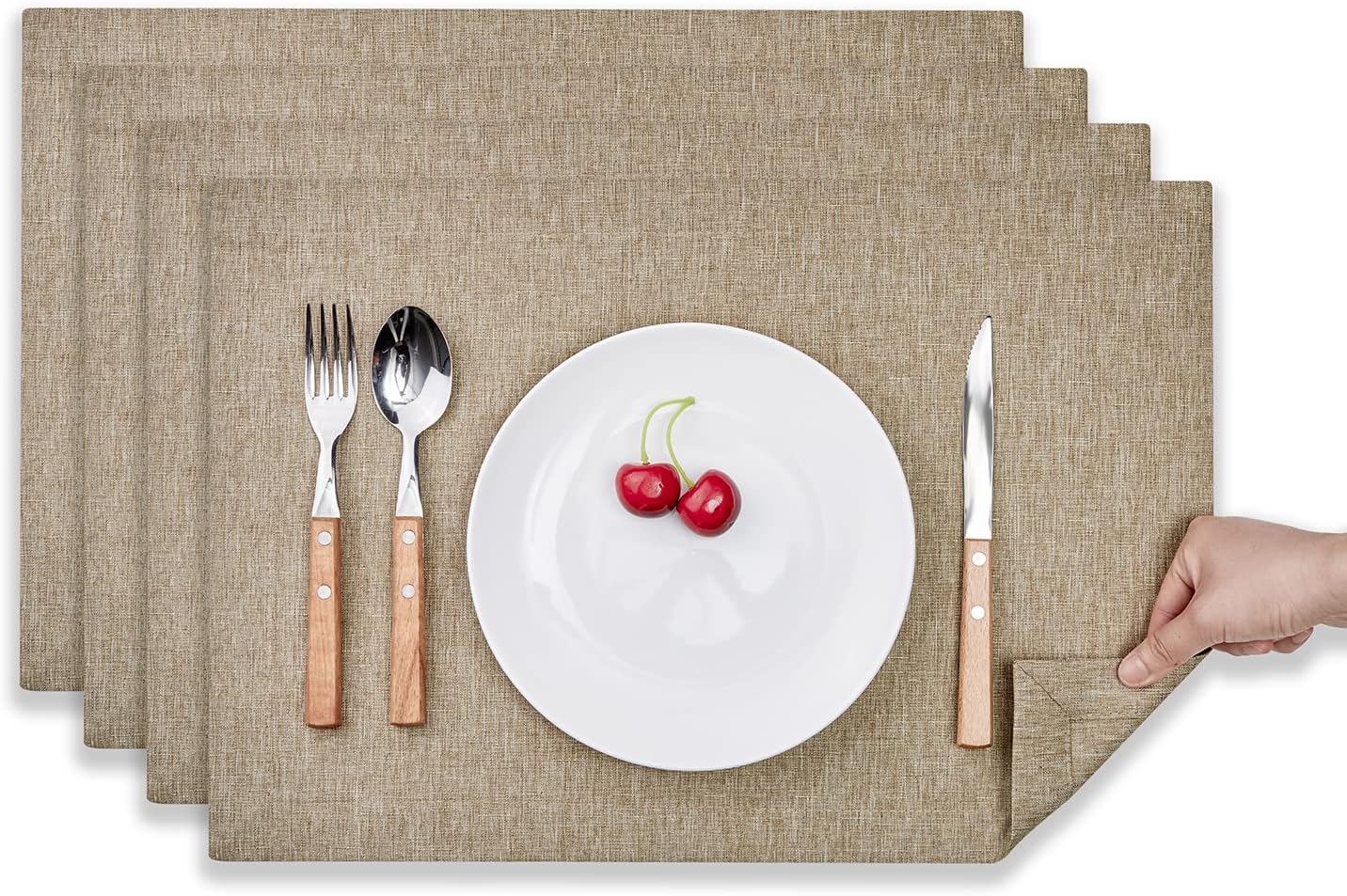 Amazon.com: Mebakuk Cloth Placemats, Machine Washable Linen Style Thick ...