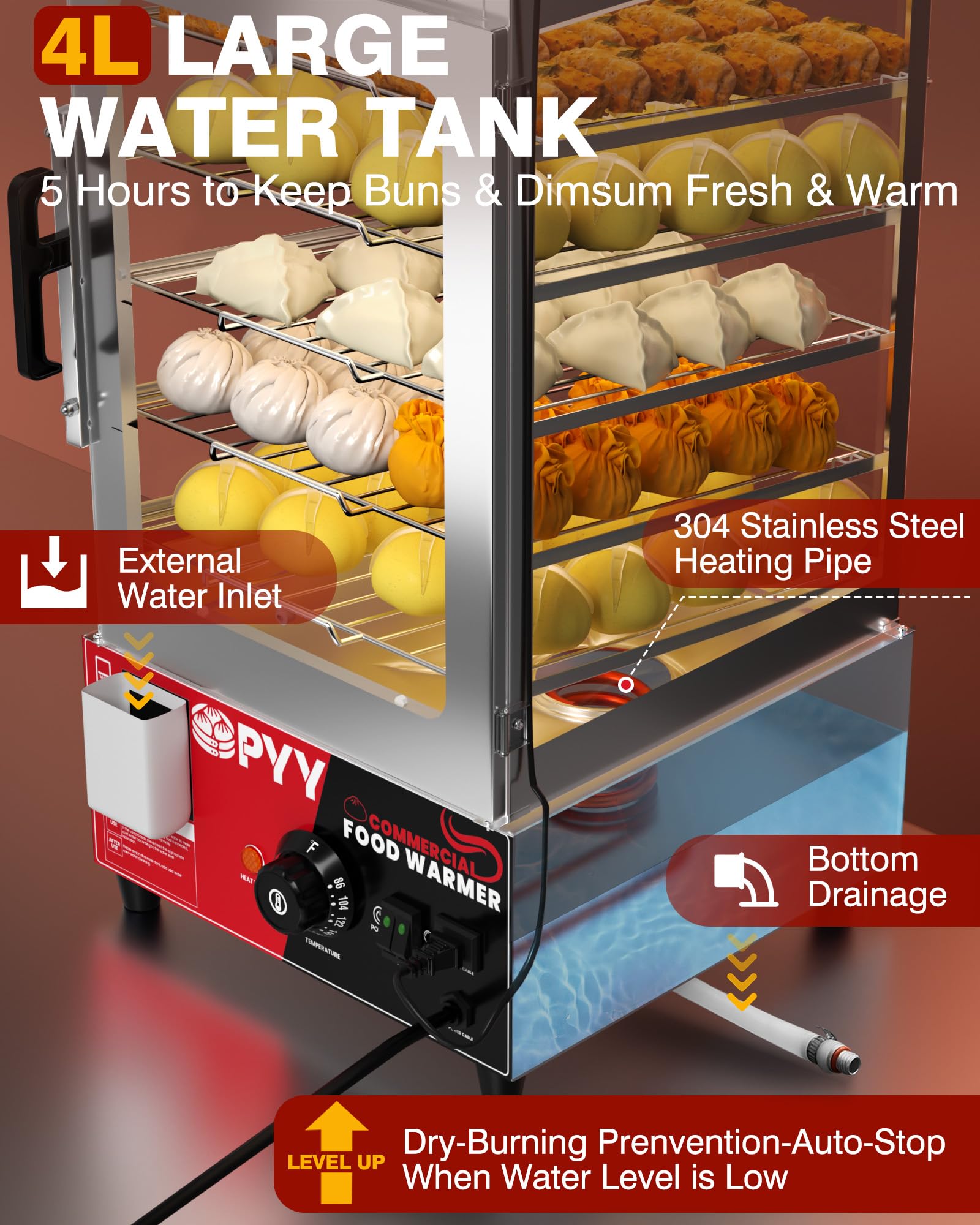 Snapklik.com : PYY Bun Steamer Electric Food Display - 5 Layers Display ...