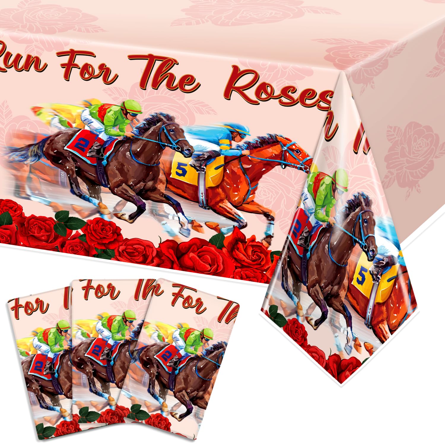 Amazon.com: 3Pcs Derby Tablecloth Derby Decorations Disposable Derby ...
