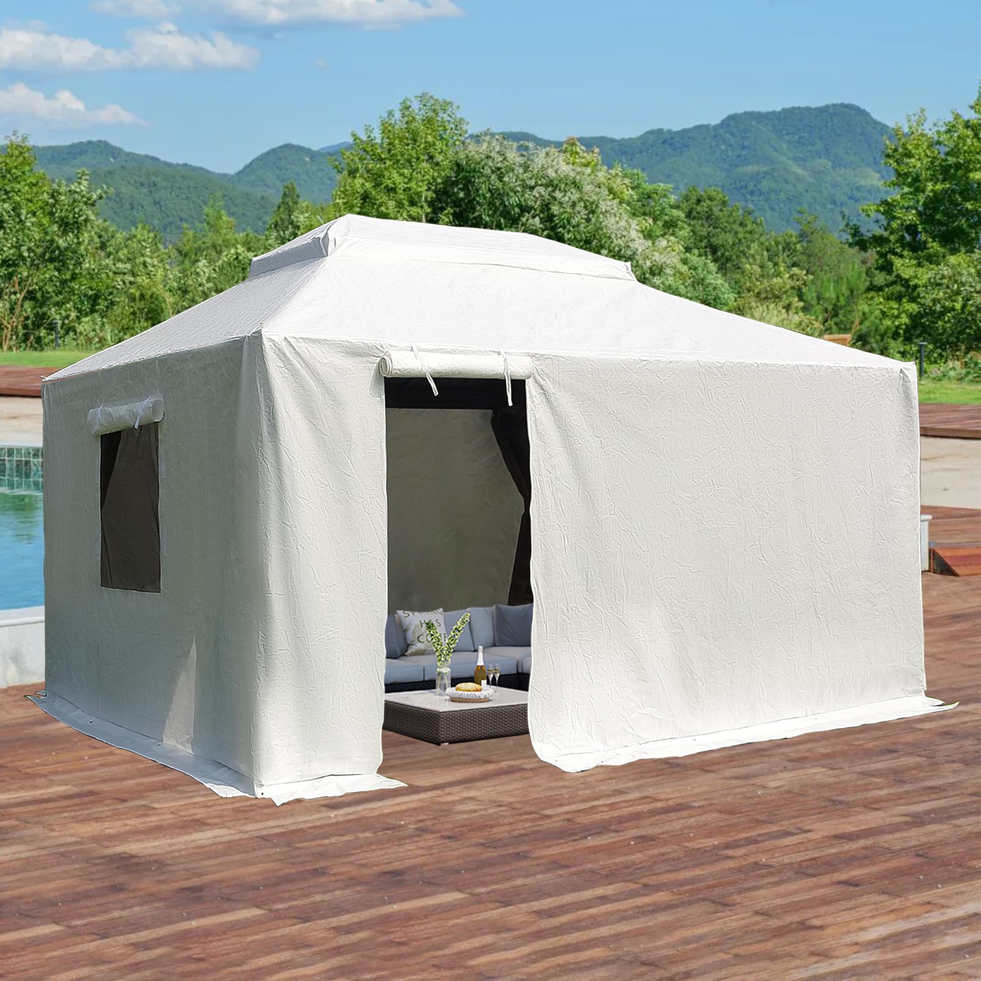 Domi Gazebo Cover for 12'x14' Gazebo, All Weather Universal Gazebo ...