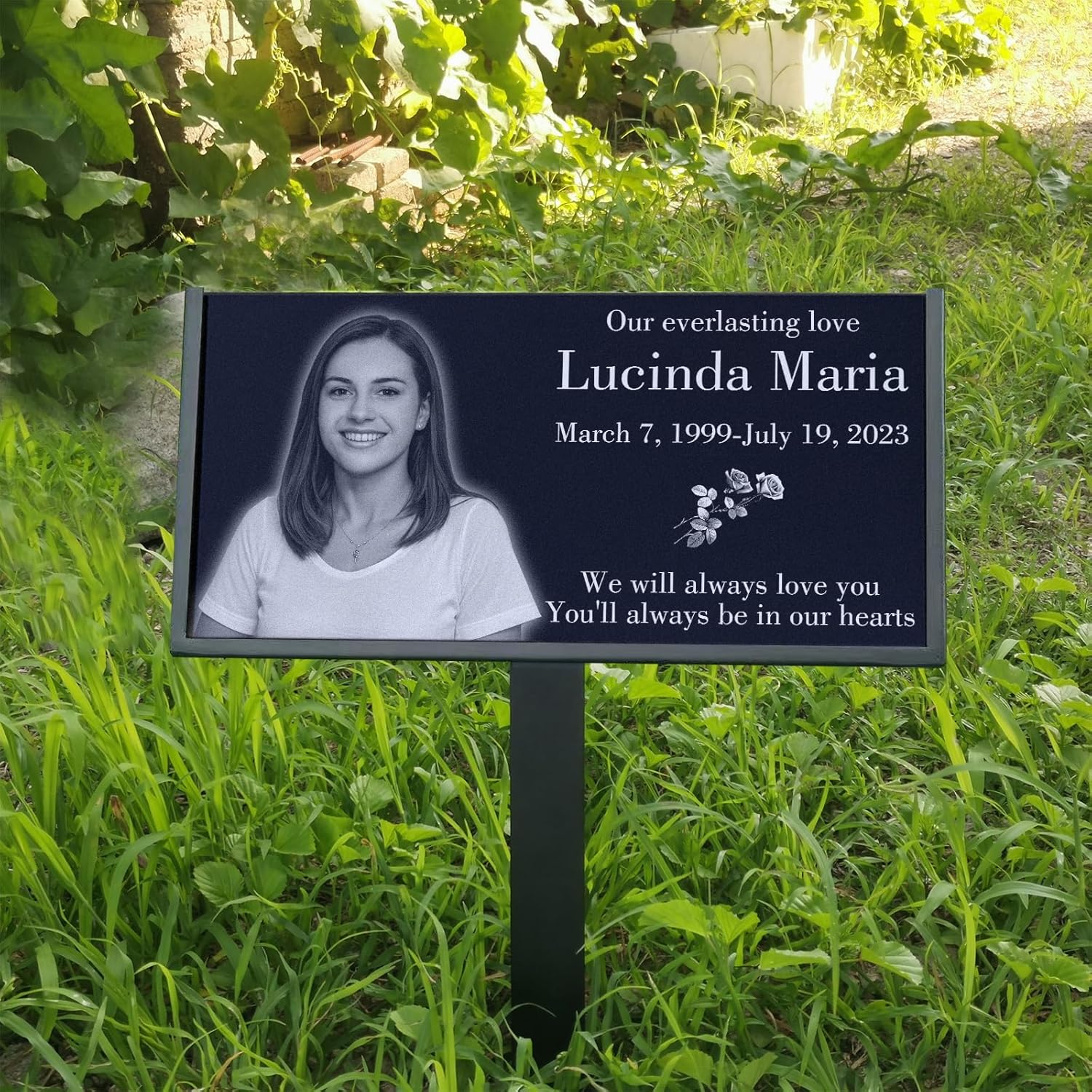 Amazon.com : HALERGED Personalized Headstone with Photo, Memorial Stone ...