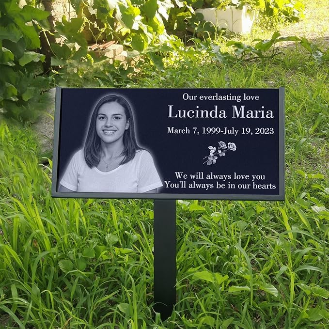 Amazon.com : HALERGED Personalized Headstone with Photo, Memorial Stone ...