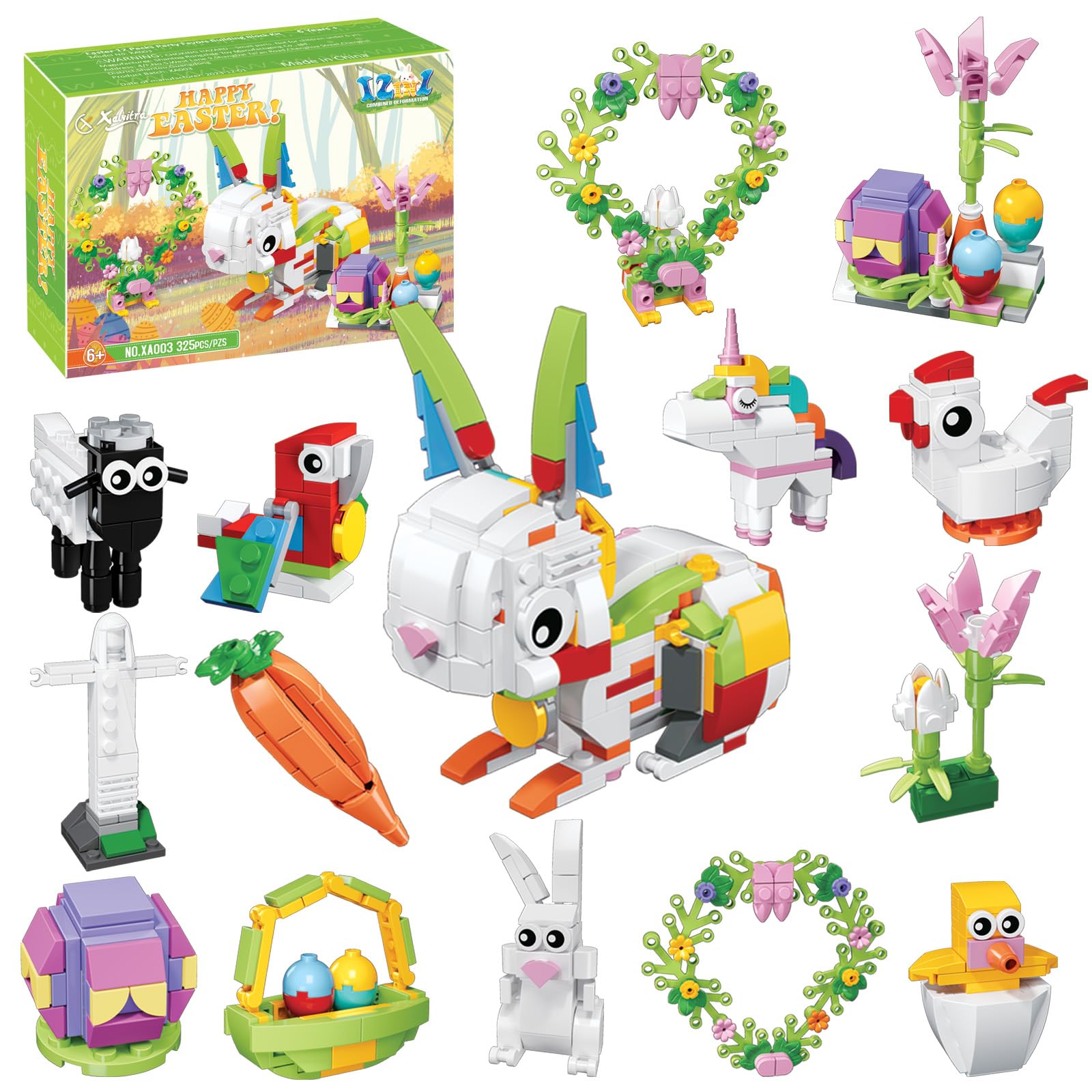 Amazon.com: 12Pcs Easter Egg Fillers Building Kits, Easter Rabbit 12 in ...