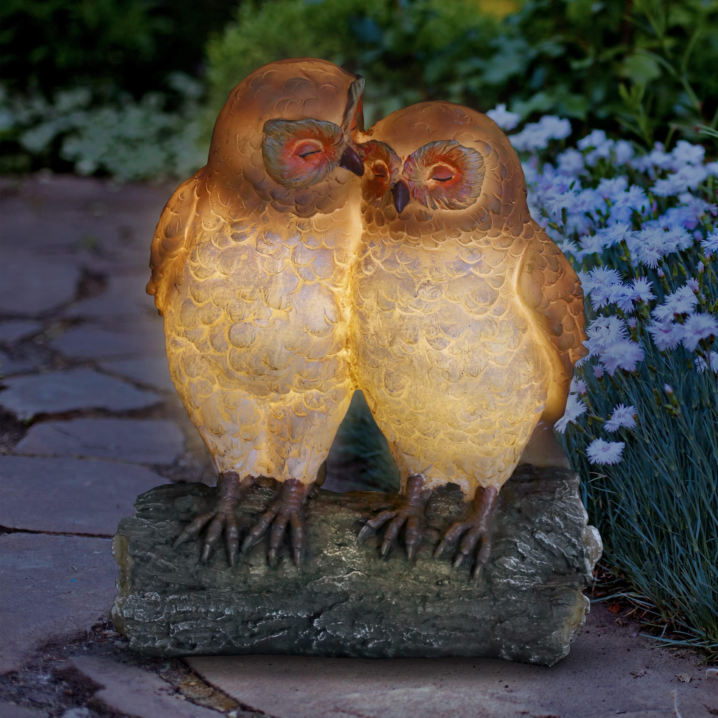 Amazon.com : Exhart Solar Owls Garden Statue, Durable Hand Painted ...