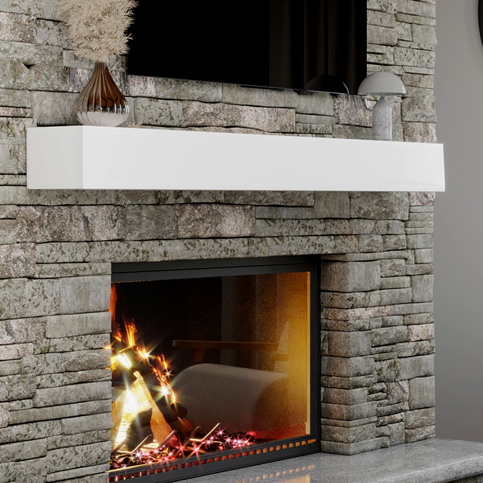 Amazon.com: Ortaville Fireplace Mantel, Modern Design, Matte Lacqeur ...