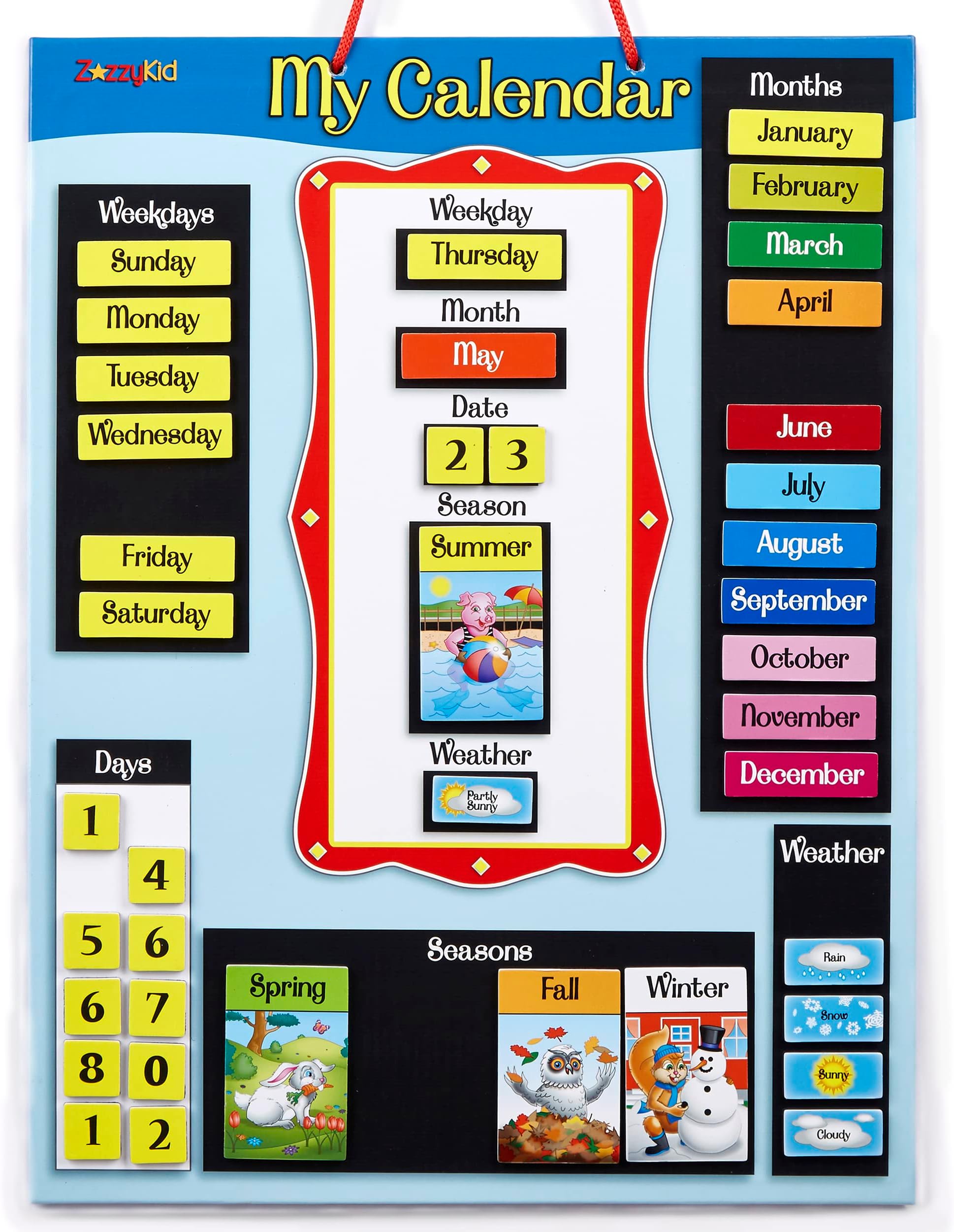 Amazon.com: Magnetic Learning Calendar Portable Educational Learning ...
