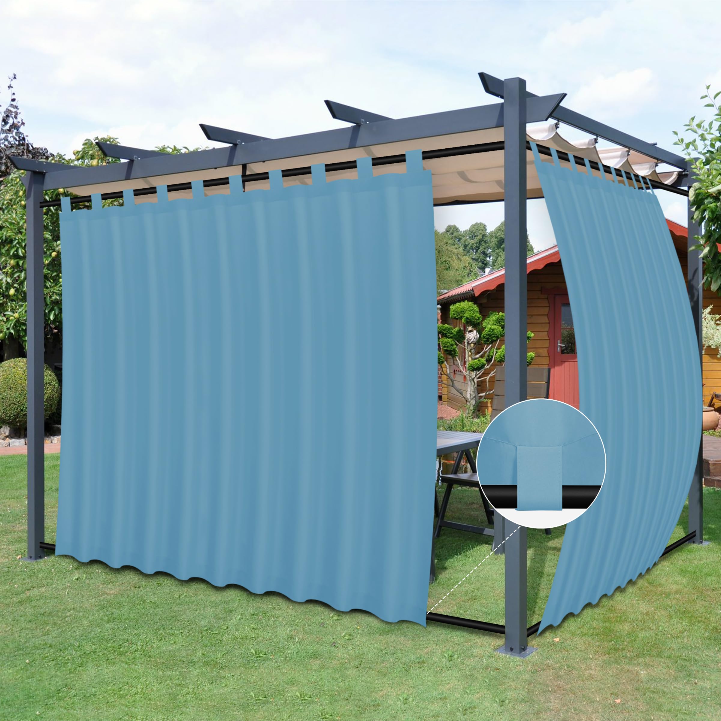 Snapklik.com : Easy-Going Outdoor Patio Curtains Detachable Tab Top Windproof Weatherproof ...