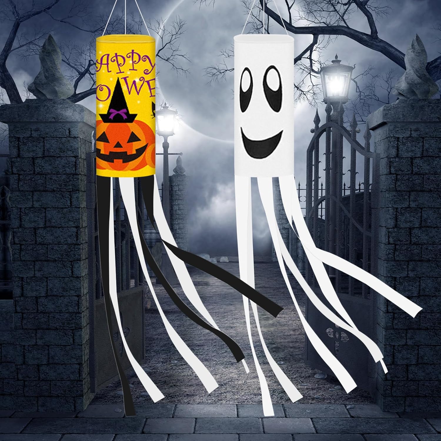 Amazon.com : 2 Pack Halloween Ghost Windsock Flag Decorations, 40 Inch ...