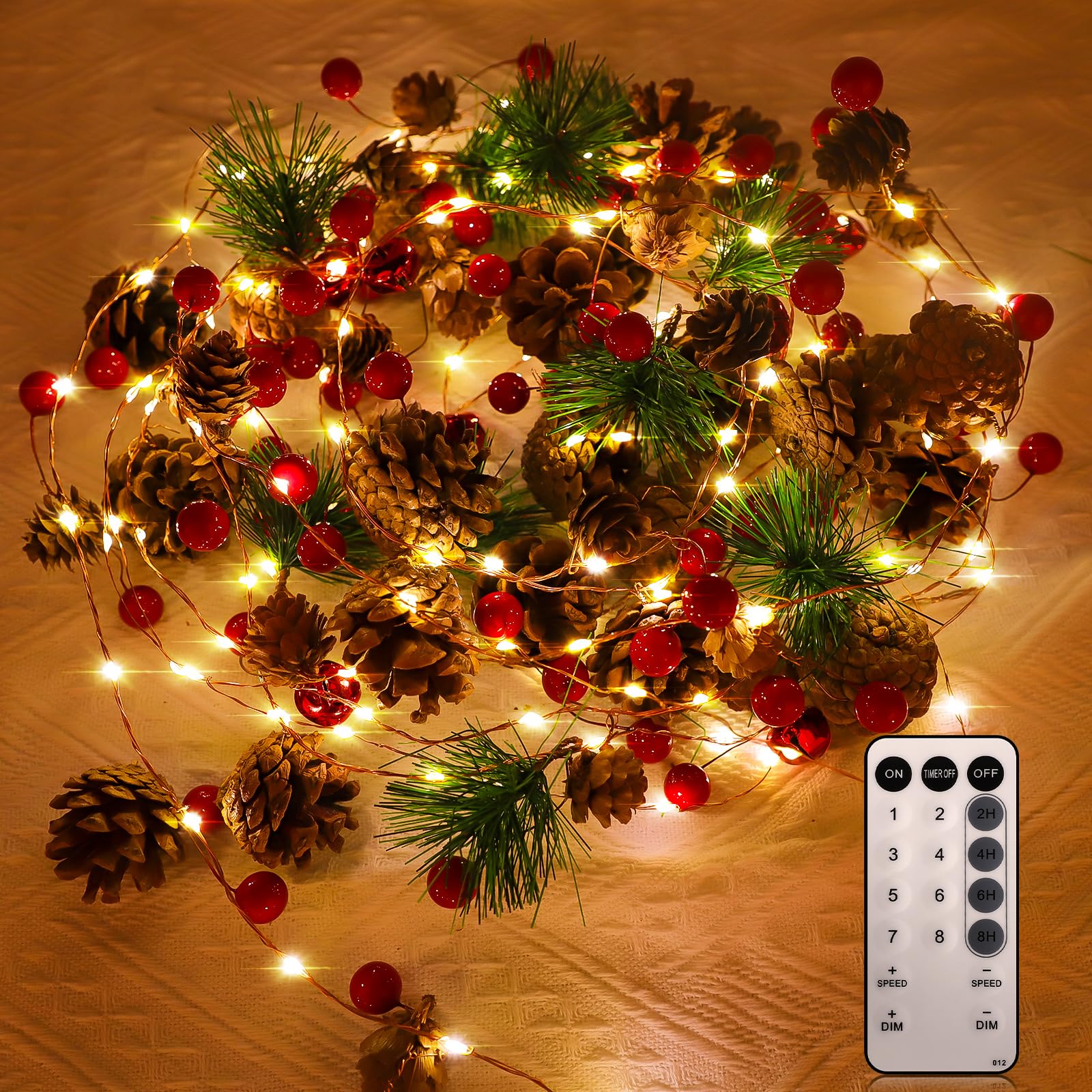 Amazon.com: Pechfun Christmas Garland with Lights, 9.8 Ft 60 LED ...