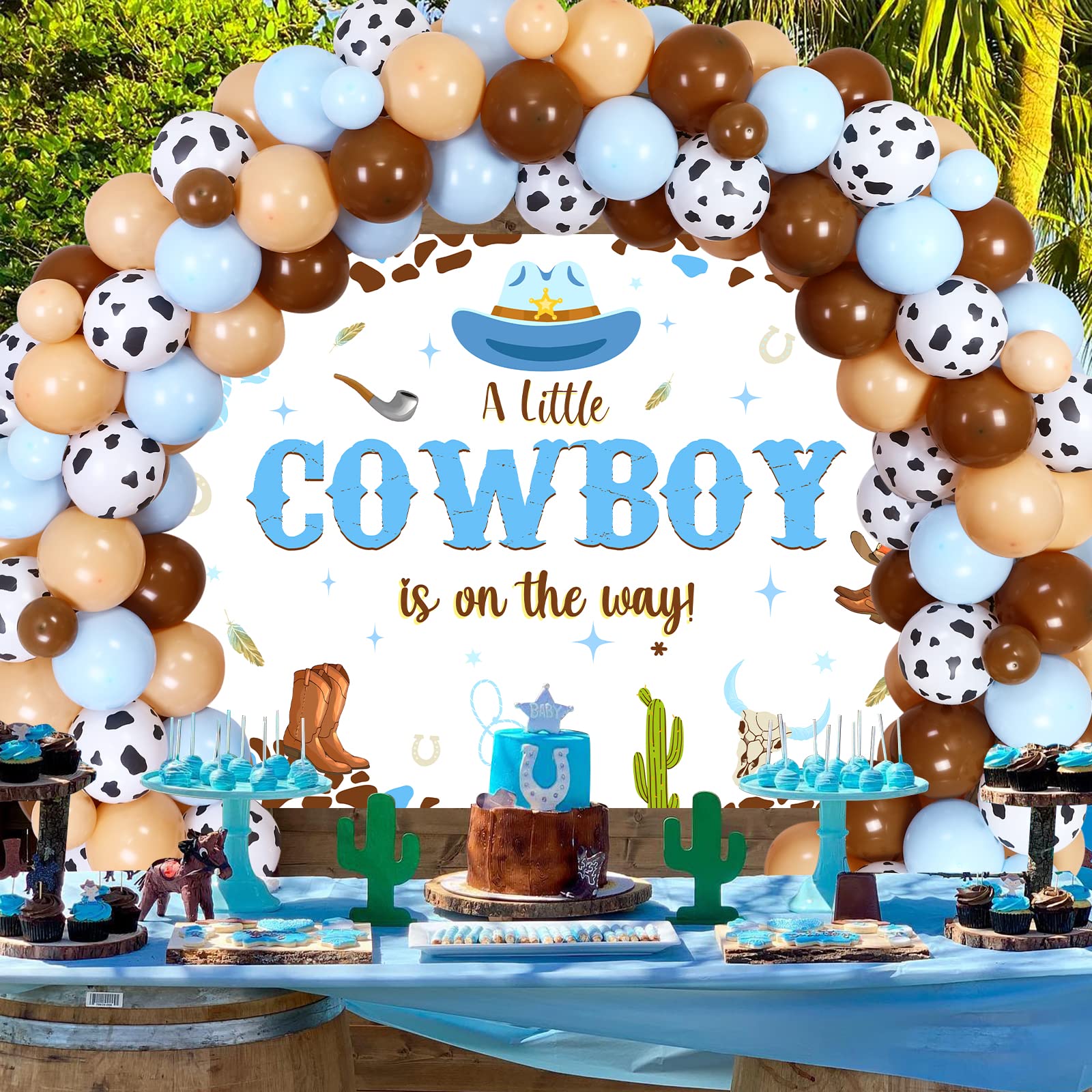 Boy Baby Shower Cow Decorations Kit - Western Rodeo Theme With Balloons ...