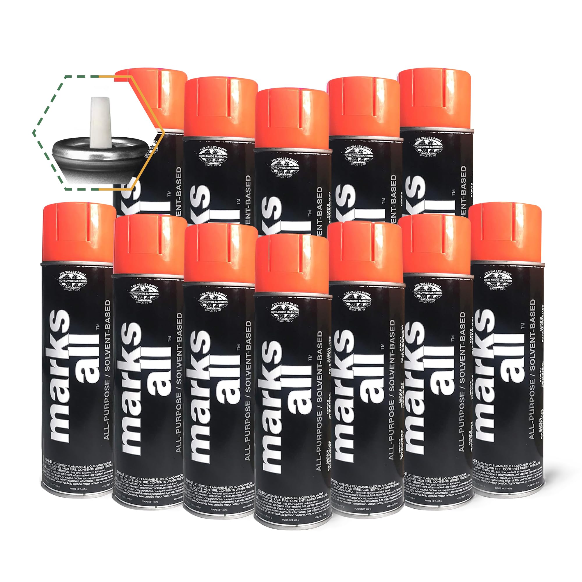 Fox Valley Marks All Utility Marking Paint Spray Can, Lawn Marking ...