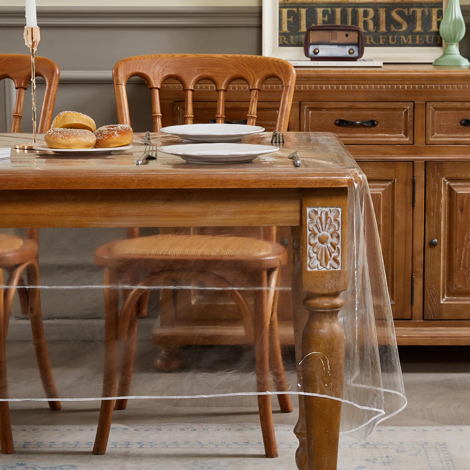 Fantastshop Clear Plastic Tablecloth Rectangle Vinyl Transparent PVC ...