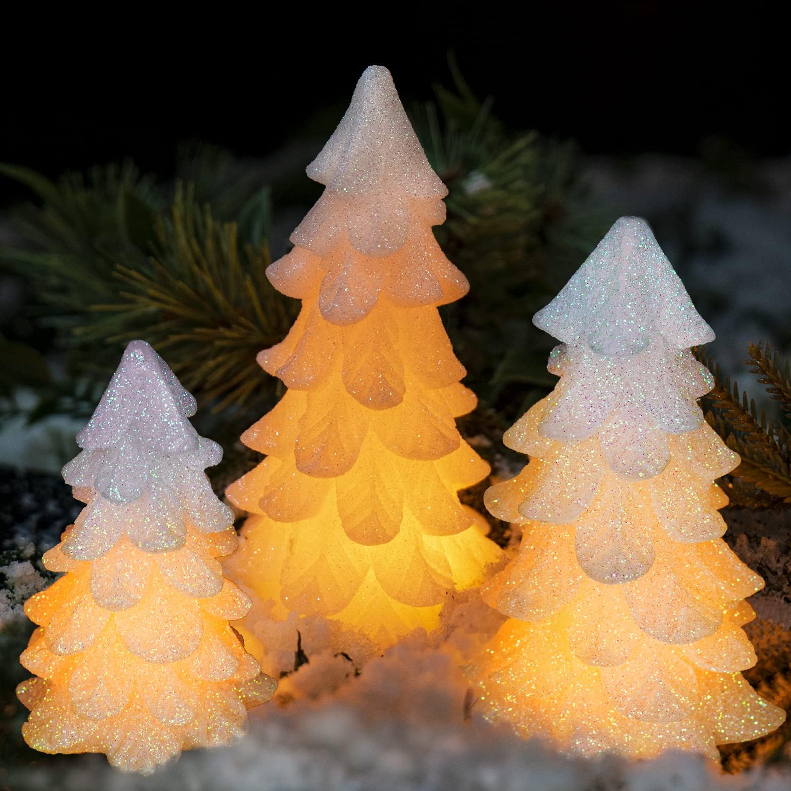 Amazon.com: Yongmao Glittering White Christmas Tree Shaped Flickering ...