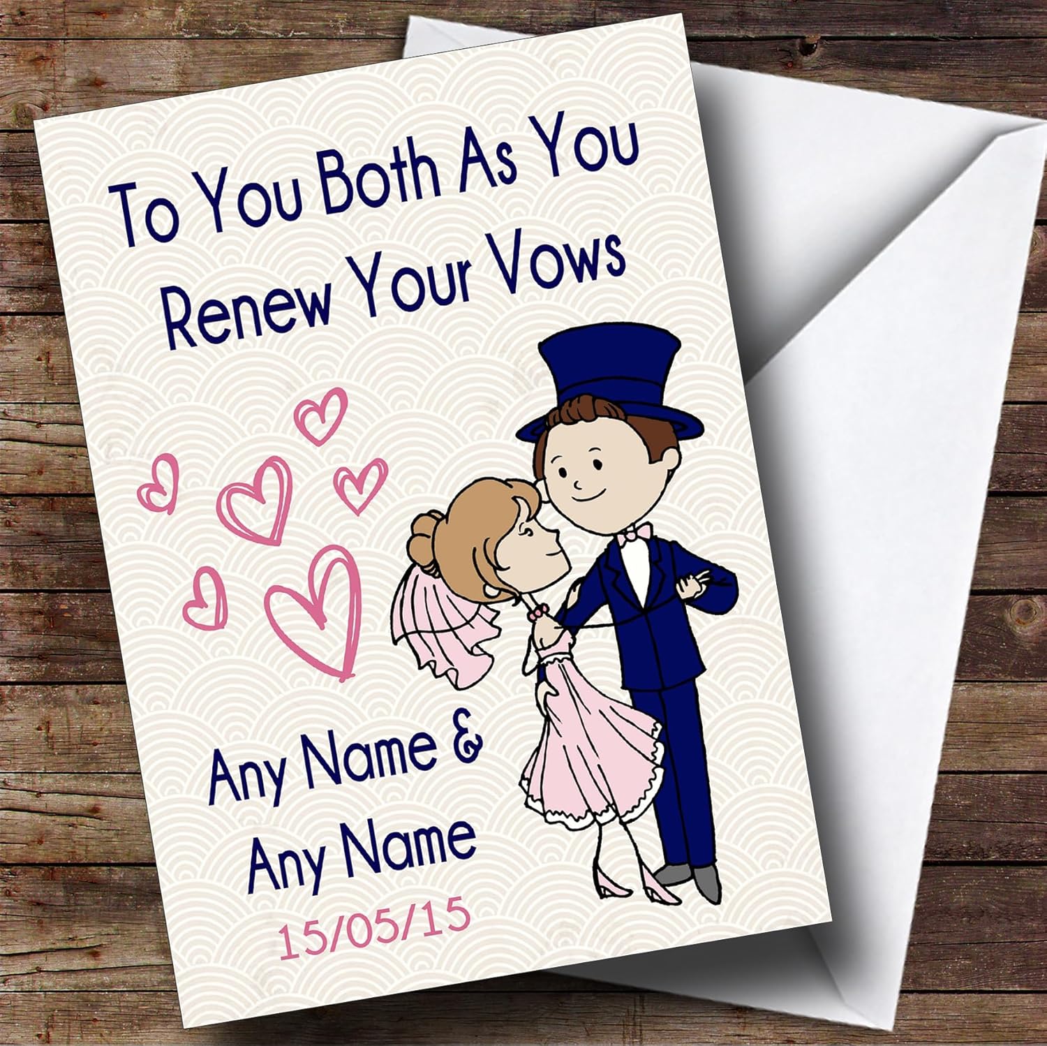 Amazon.com : Deco Blue & Pink Personalized Renewal of Vows Card ...