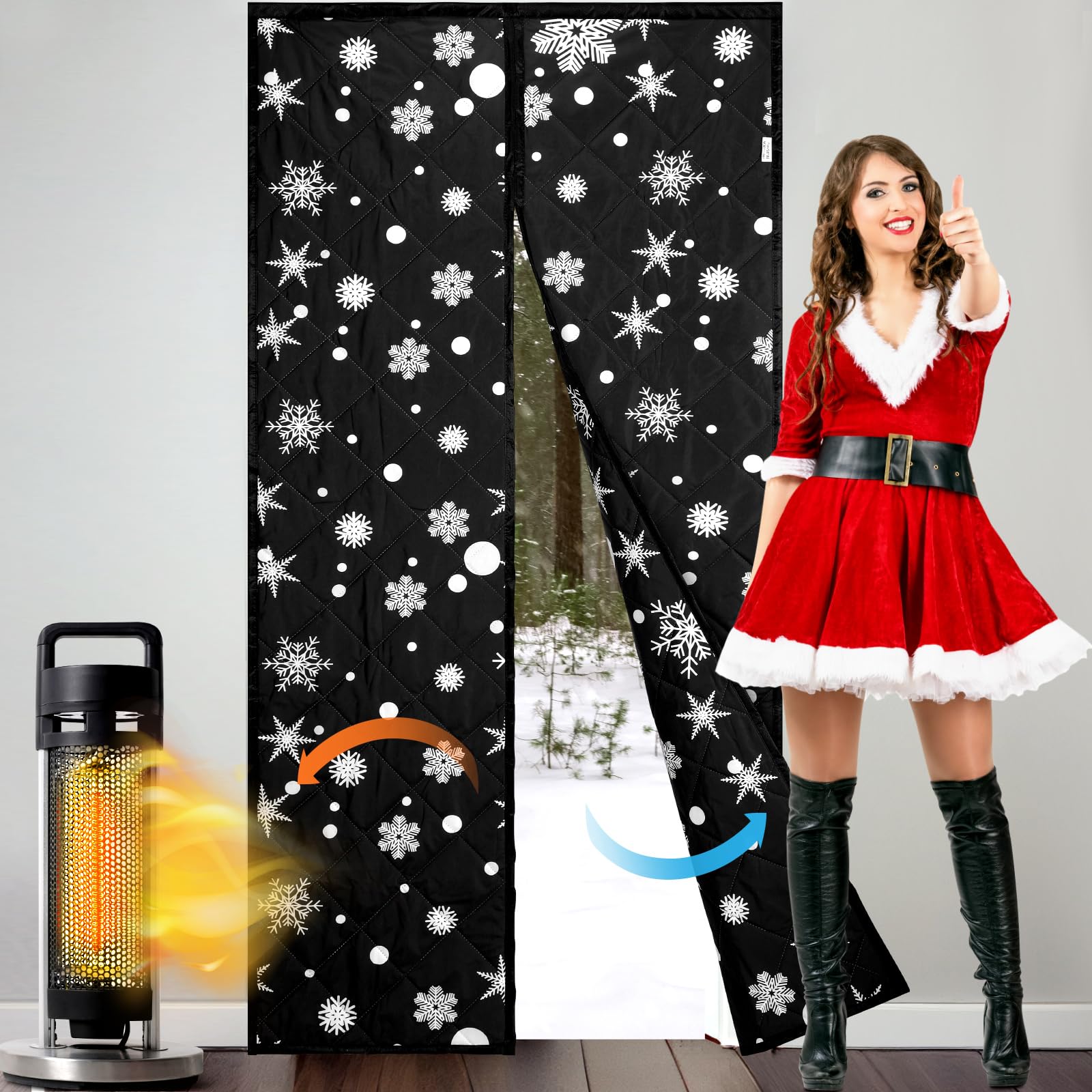 Magnetic Thermal Insulated Door Curtain 38" x 82" Thermal Door Cover ...