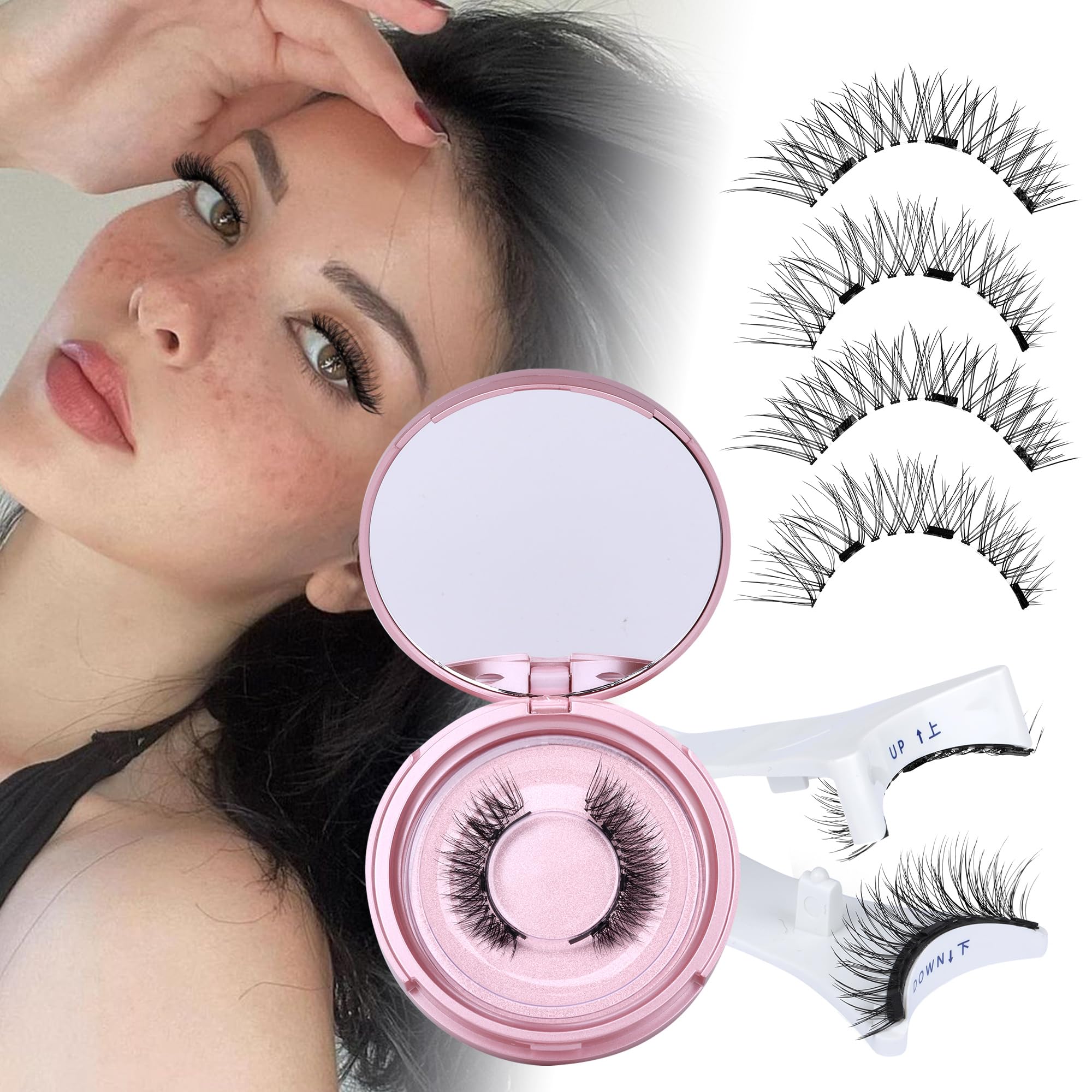 Amazon.com: JIMIRE Magnetic Eyelashes Natural Look Wispy Eyelashes ...
