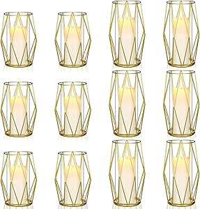 Amazon.com: Tiangrid 12 Pcs Geometric Glass Hurricane Candle Holder ...