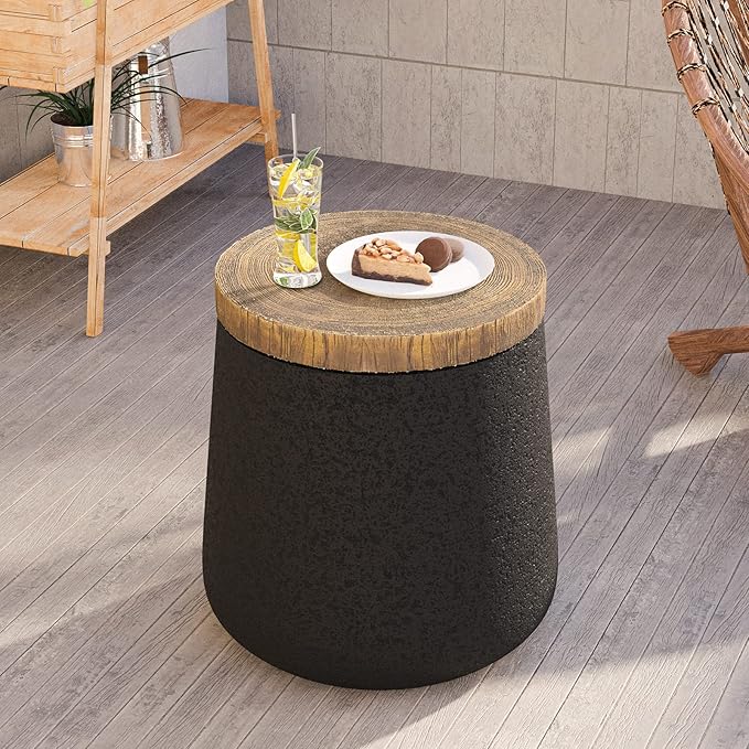 Amazon.com: HOMPUS Outdoor Concrete Side Table, Modern Cylinder ...