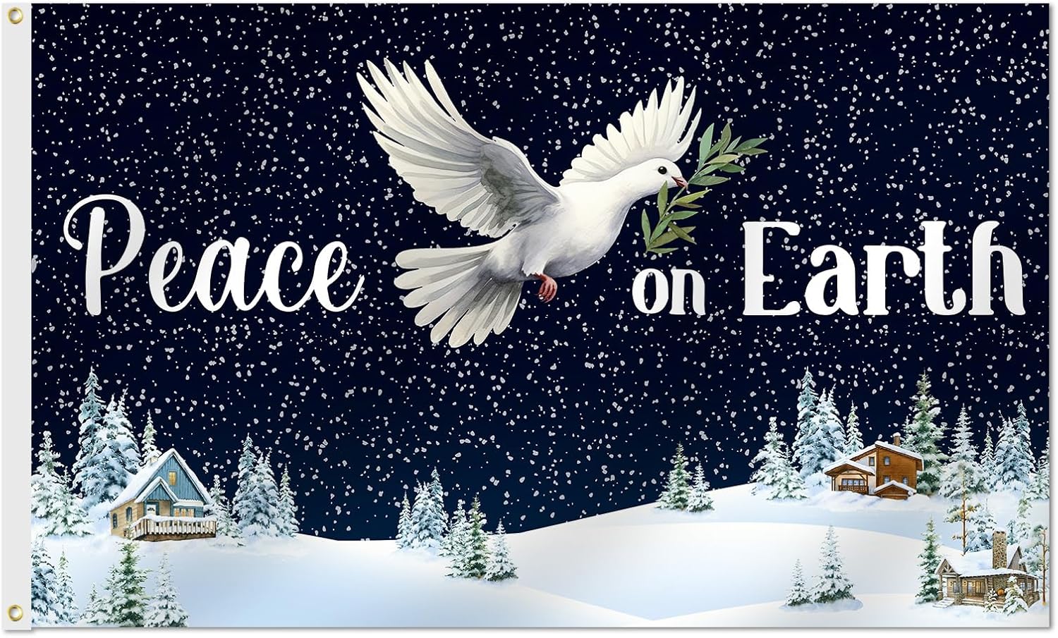 Amazon.com : PIPISASA Welcome Flag Peace on Earth Banner with Brass ...