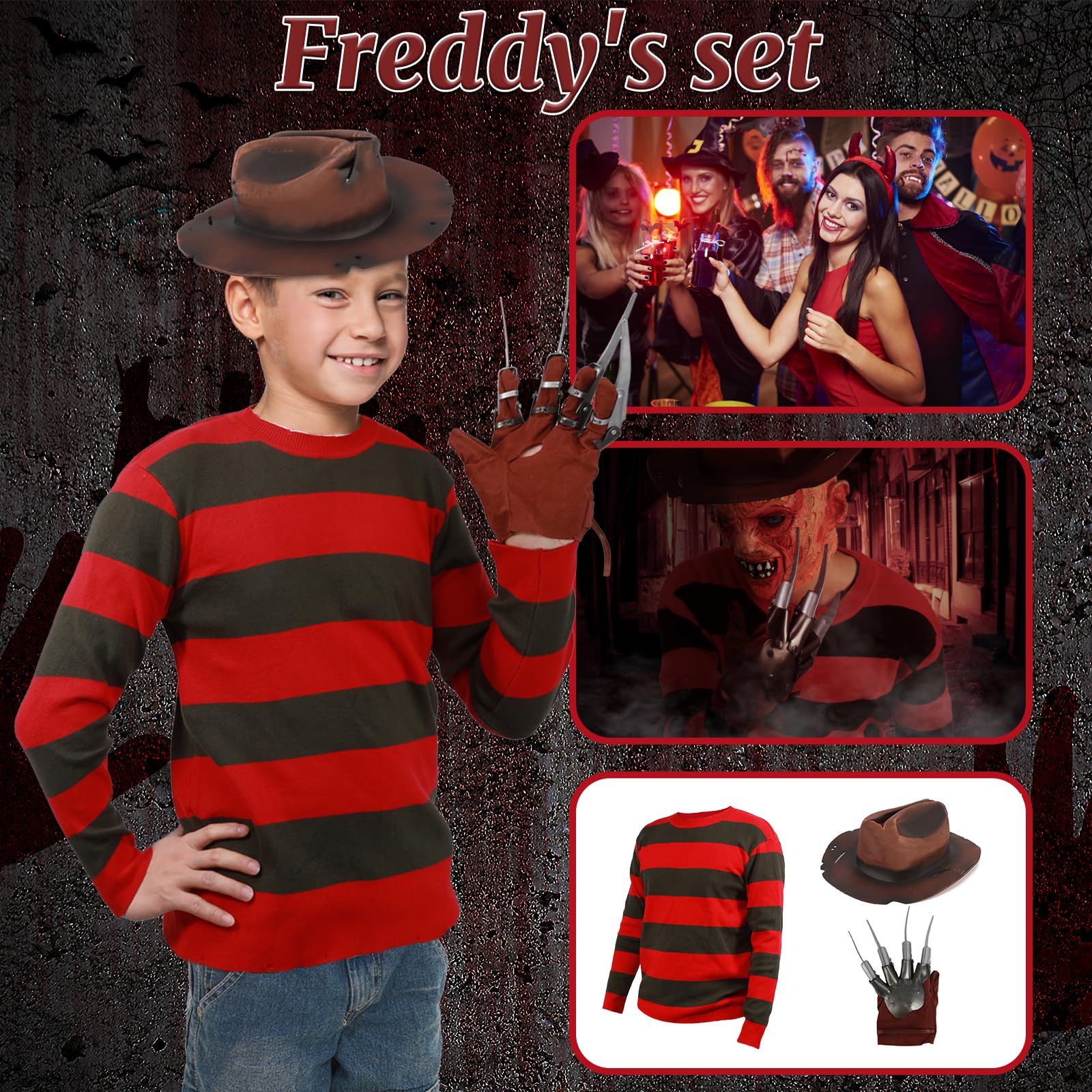 Joyincoser 4 PCS Clawed Striped Monster Costume Set for Children with ...