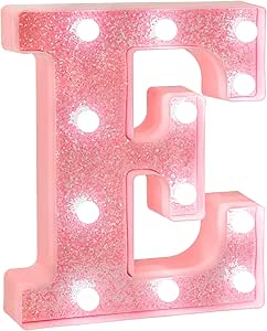 Amazon.com : EUFONY Pink Glitter LED Marquee Light Up Letter E with ...