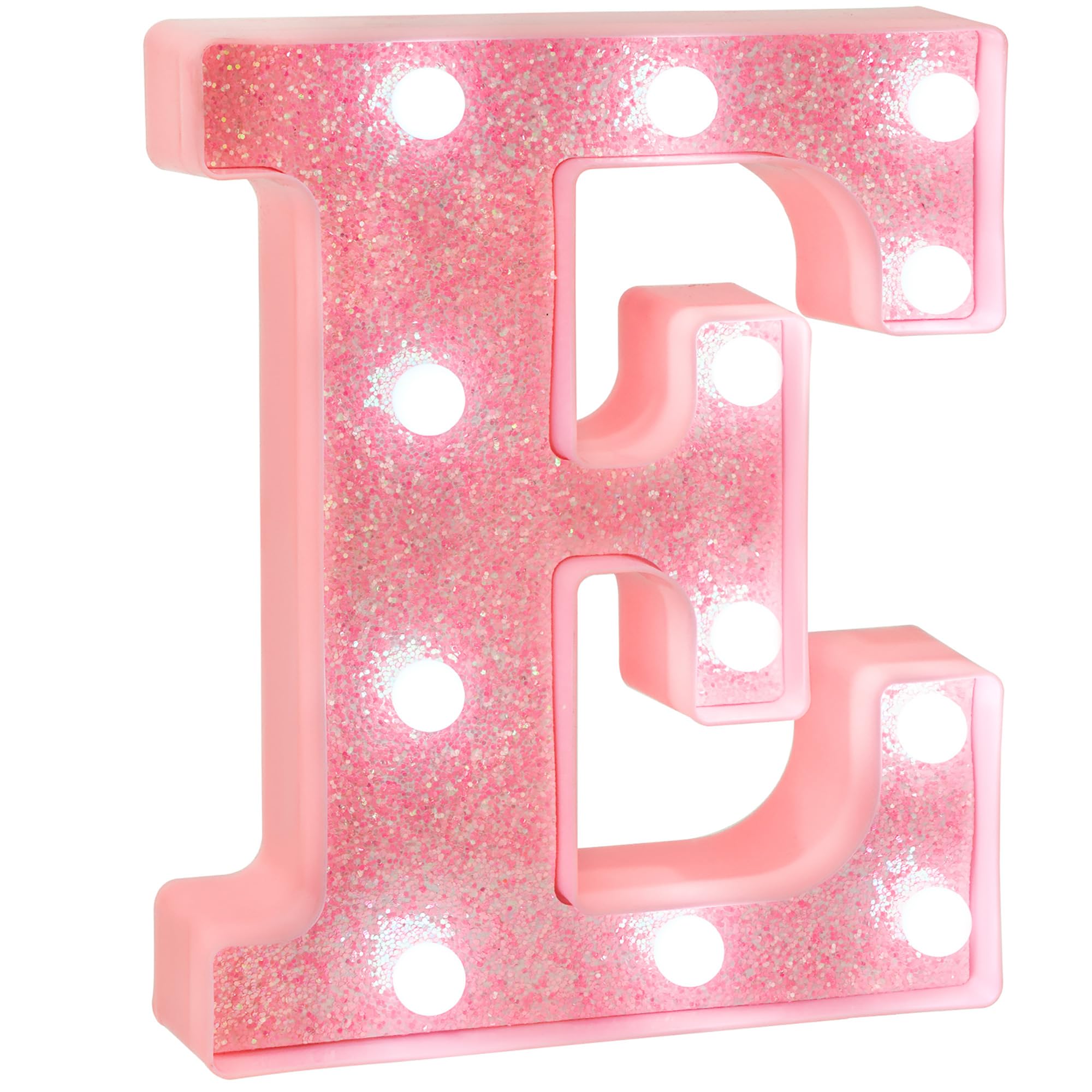 Amazon.com : EUFONY Pink Glitter LED Marquee Light Up Letter E with ...