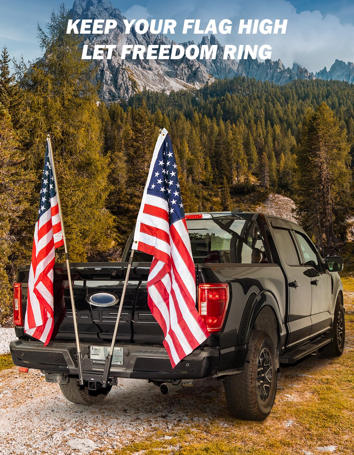 Snapklik.com : JOYTUTUS Dual Hitch Flag Pole Holder For Standard 2 Inch ...