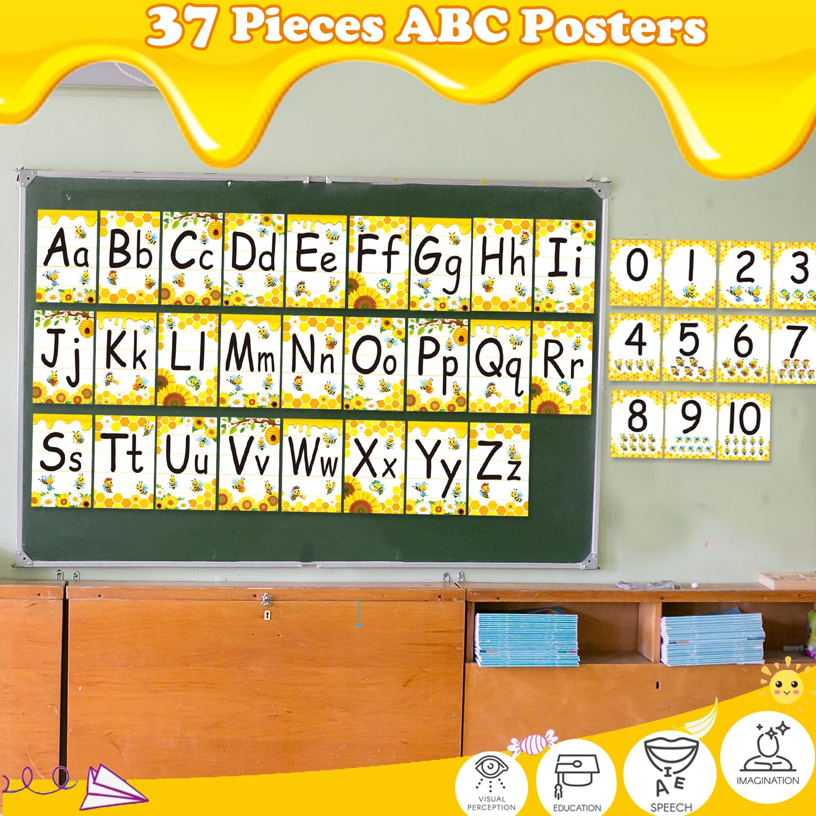 Snapklik.com : Alphabet Letters For Wall - Bee Themed ABC Poster ...