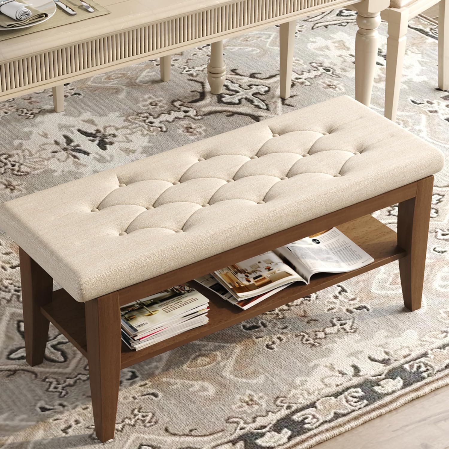 Amazon.com: HOMEFORT Shoe Storage Bench for Entryway, End of Bed Bench ...