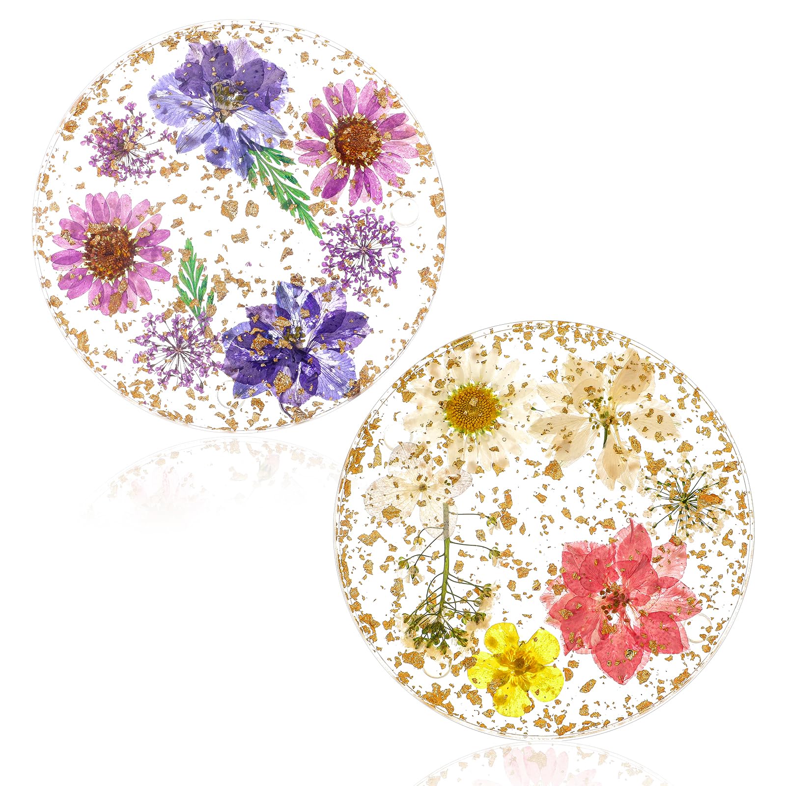 Amazon.com: Amabro Dried Flower Drink Coasters, Floral Resin Drink Cup ...
