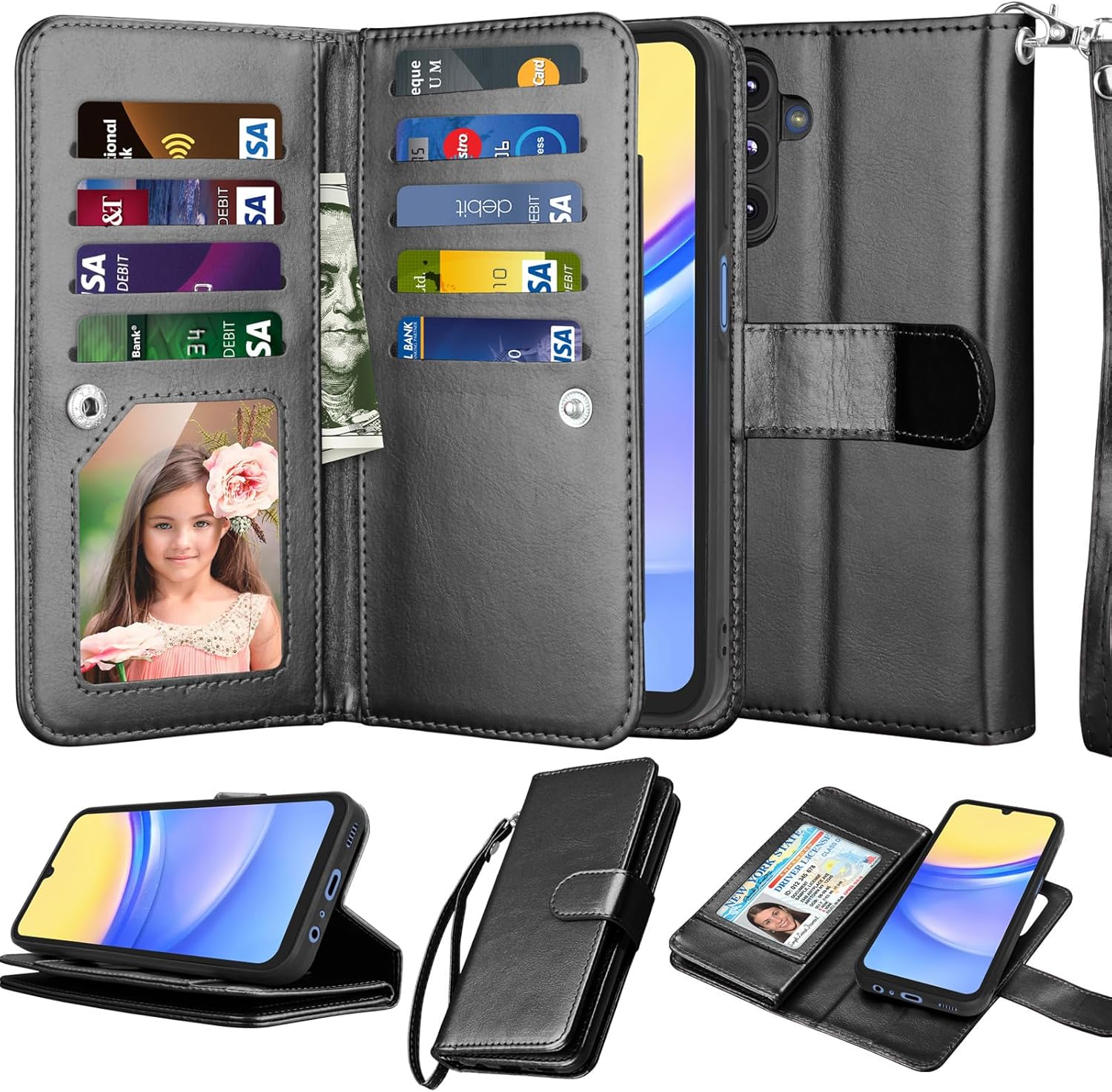 Amazon.com: Njjex Galaxy A15 5G Case, for Samsung Galaxy A15 5G Wallet Case, [9 Card Slots] PU ...