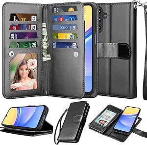 Amazon.com: Njjex Galaxy A15 5G Case, for Samsung Galaxy A15 5G Wallet Case, [9 Card Slots] PU ...