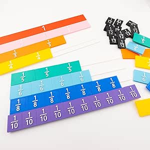 Amazon.com: MakerStation Rainbow Fraction Tiles, Montessori Math ...