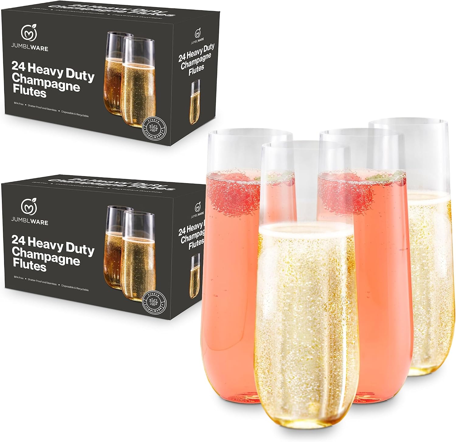 Amazon.com: JumblWare Set of 48 (2-Pack) Stemless Champagne Flutes ...