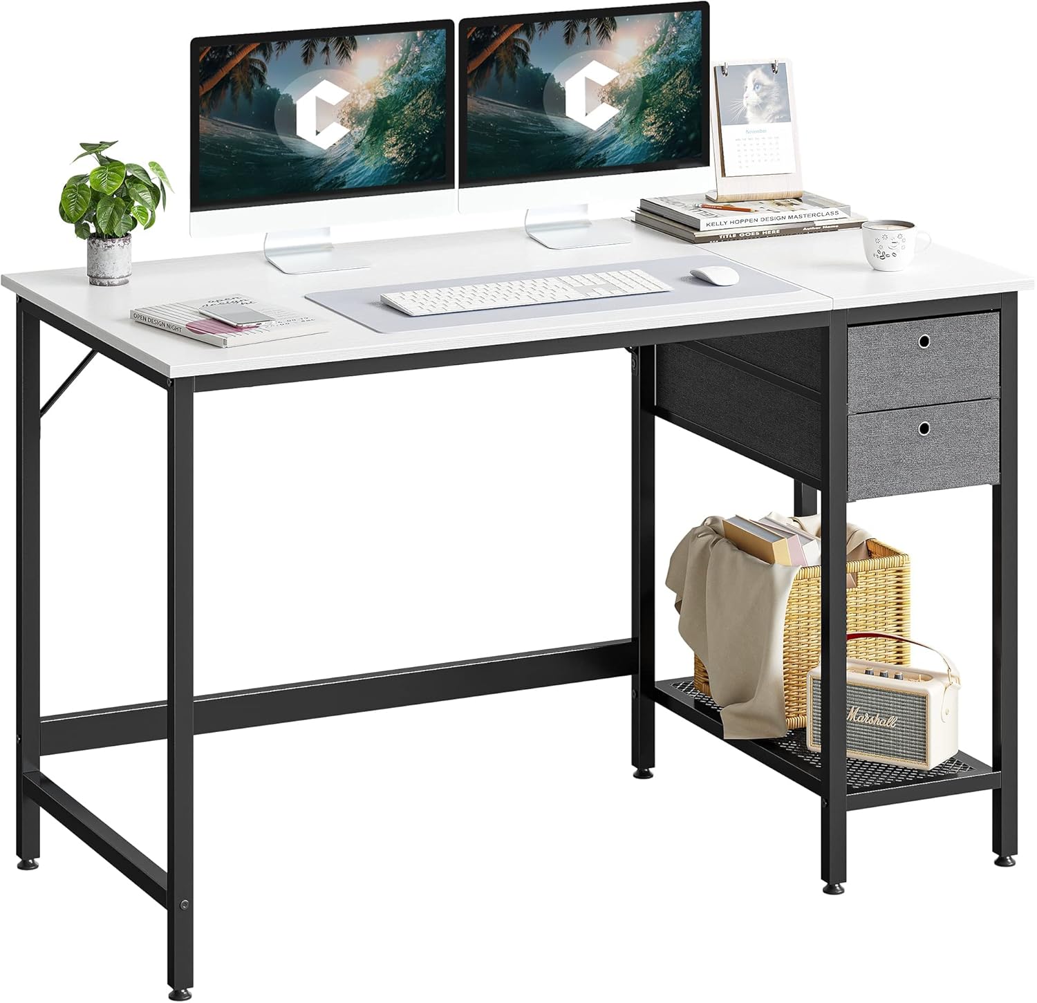 Cubiker Home Office Computer Desk with Drawers, 40 Inch Study Writing ...