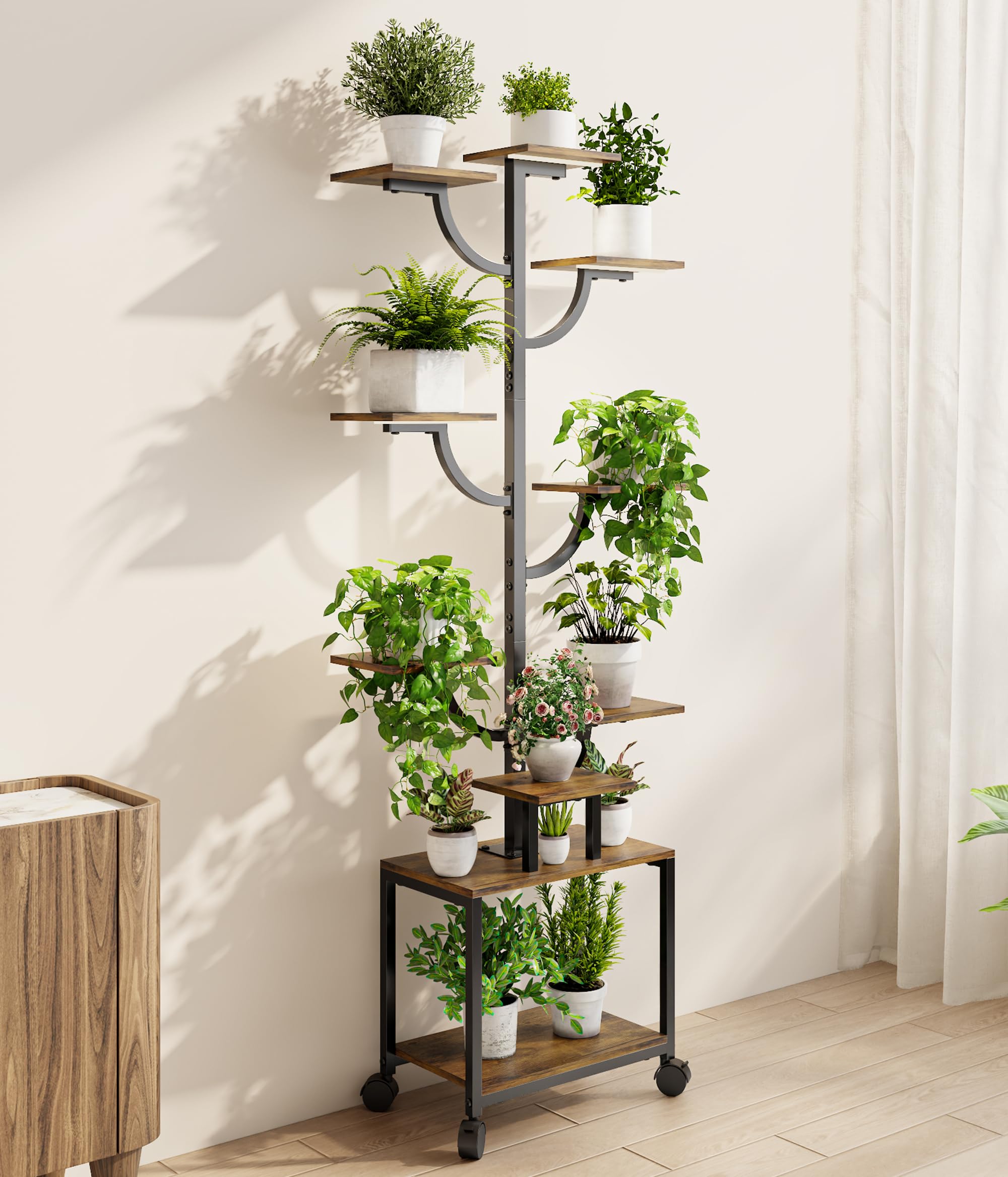Plant Stand Indoor with Grow Lights - 9-Tier Plant Stand with Wheels ...