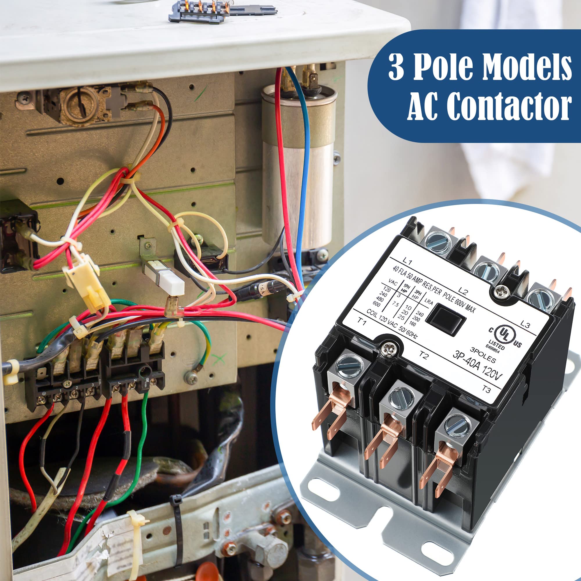 Snapklik.com : Dreyoo Carrier HVAC Motor Contactor, 3 Pole 40Amp Air ...