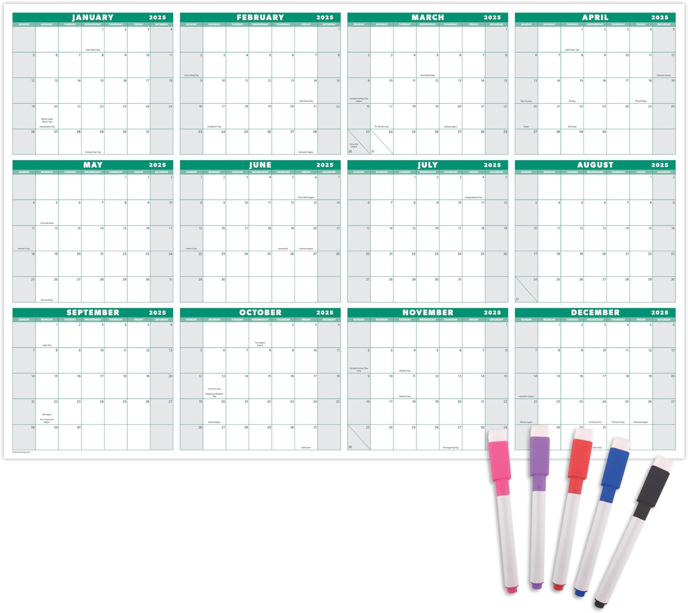 Amazon.com: Extra Large 32" x 48" 2024 Dry Erase Wall Calendar - Giant ...